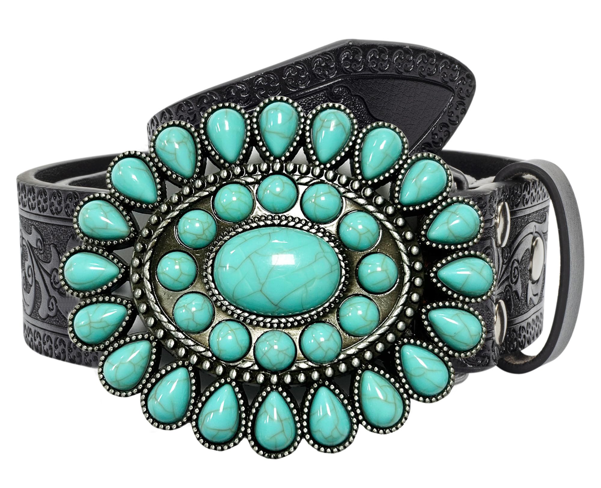 Western-Leather-Belt Womens Turquoise-Cowgirl-Belts for Jeans-Pants ...