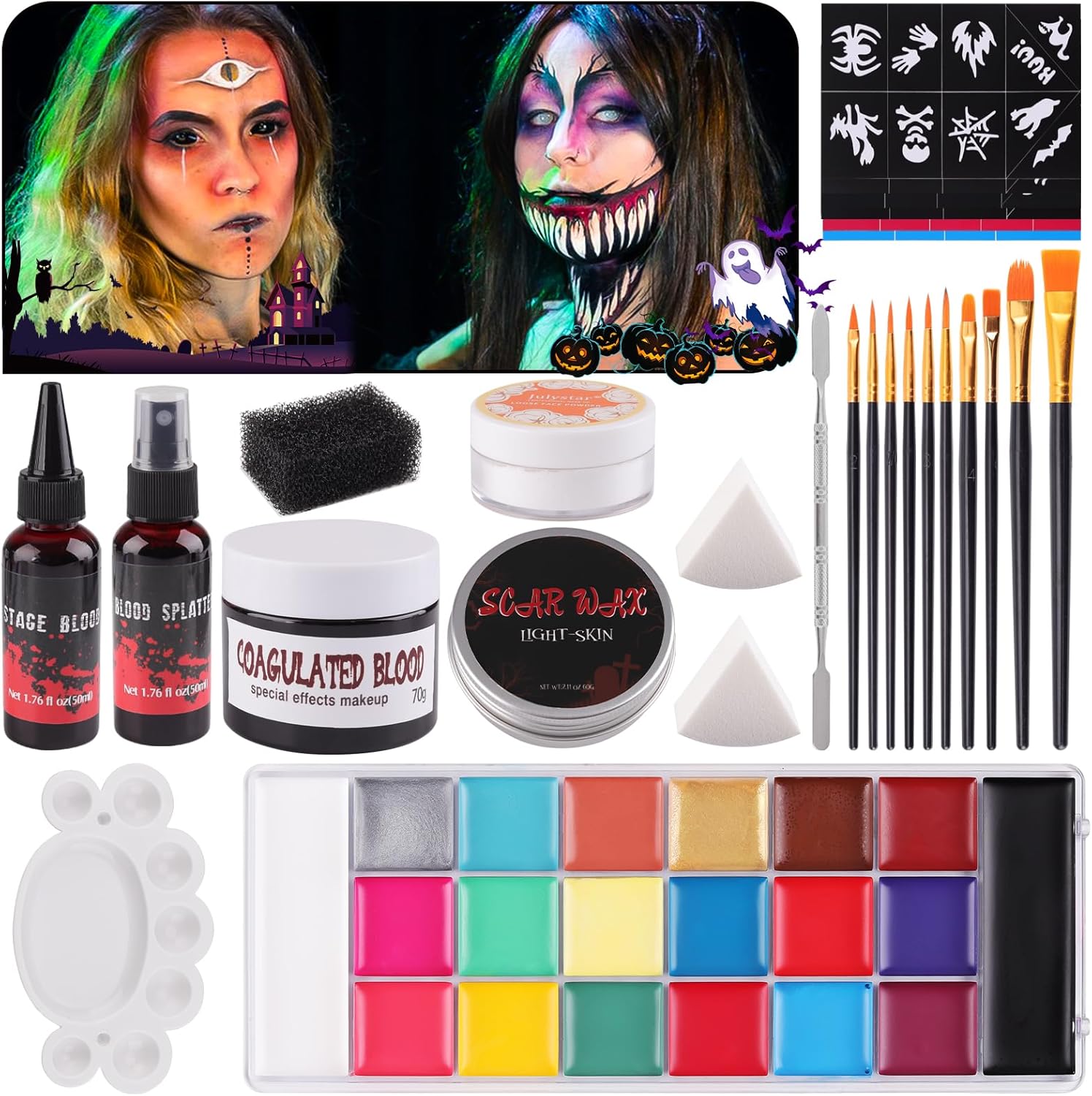 EBANKU Professional Face Body Paint Kit,Special Effects SFX Makeup Set ...