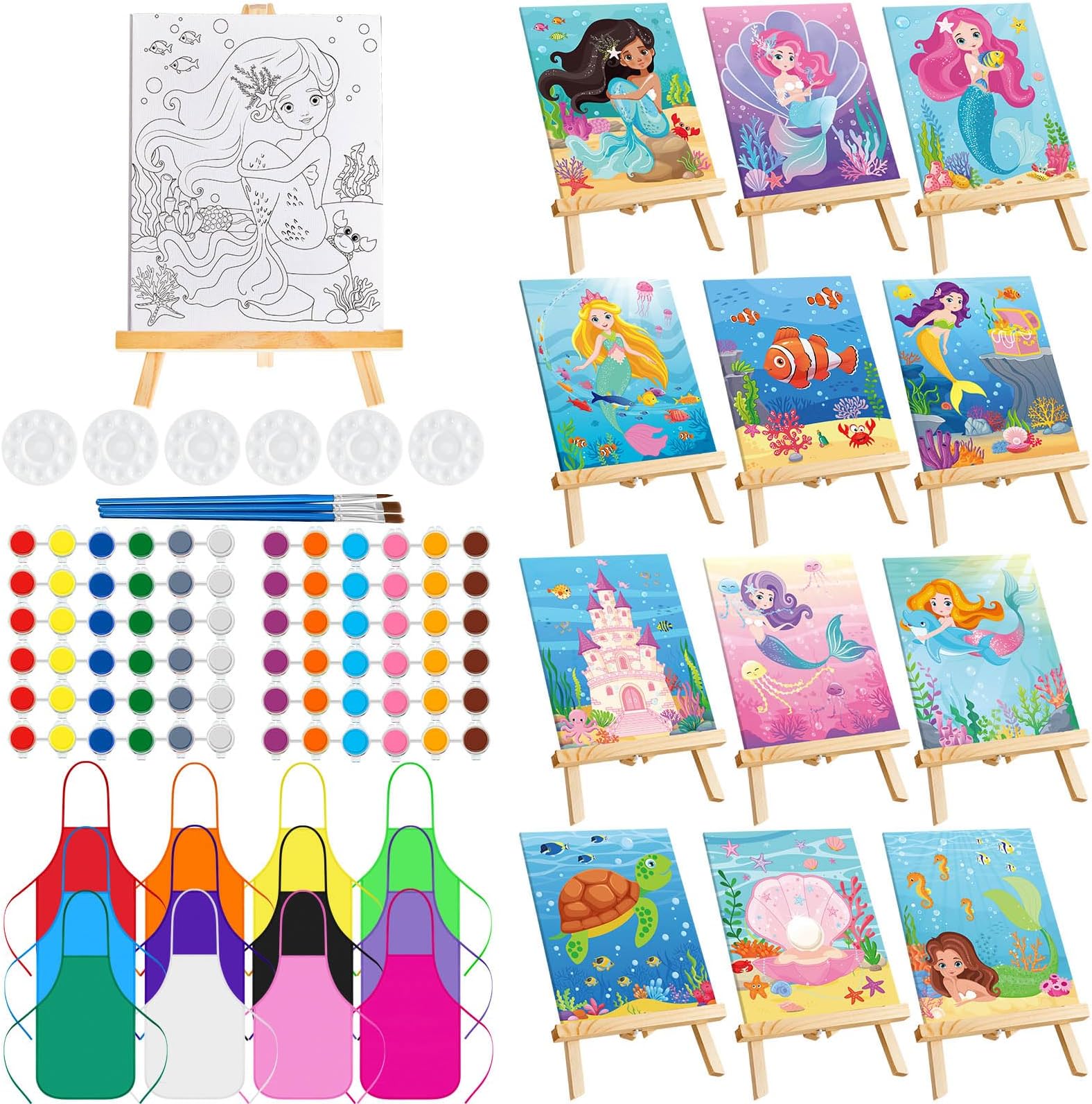 Amazon.com: 12 Sets Pre Draw Canvas to Paint Party Kits Include 12 ...