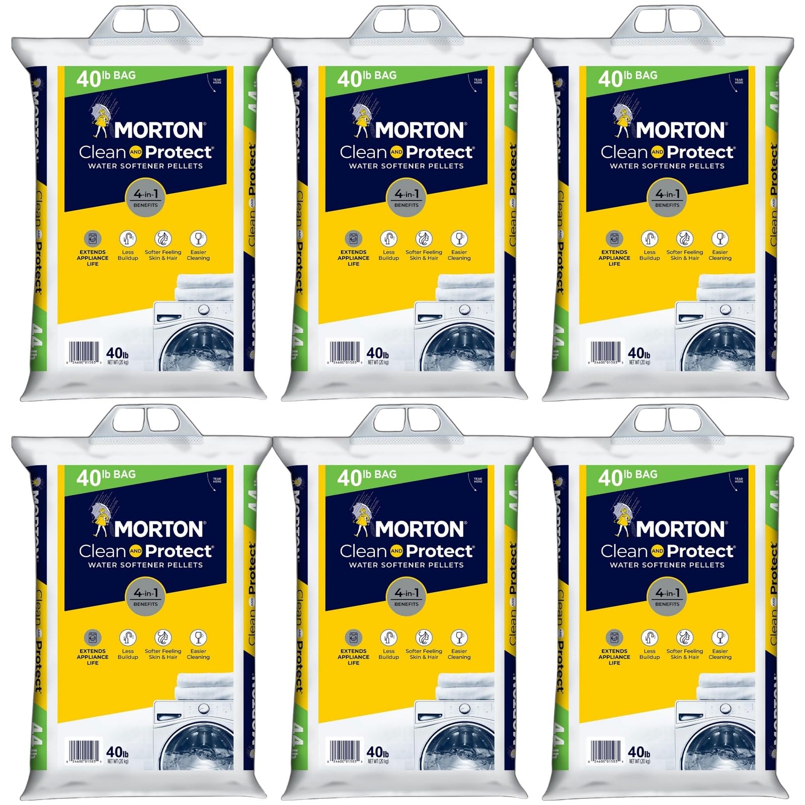 (6 Pack) Clean and Protect Water Softener Salt Pellets, 40lb bags ...