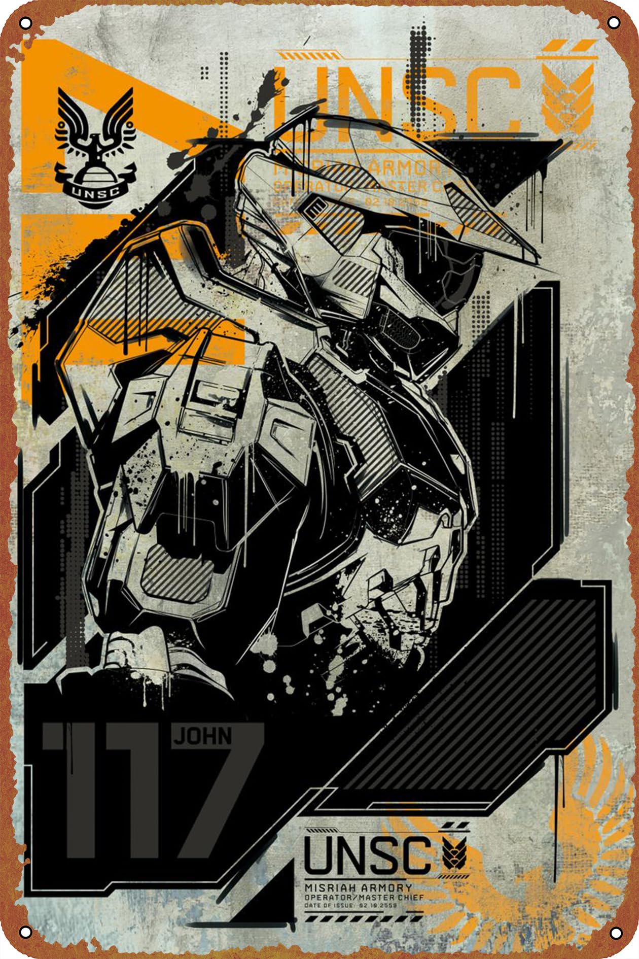 Amazon.com : Master Chief Profile Game Poster Tin Sign Cafe bar Home ...