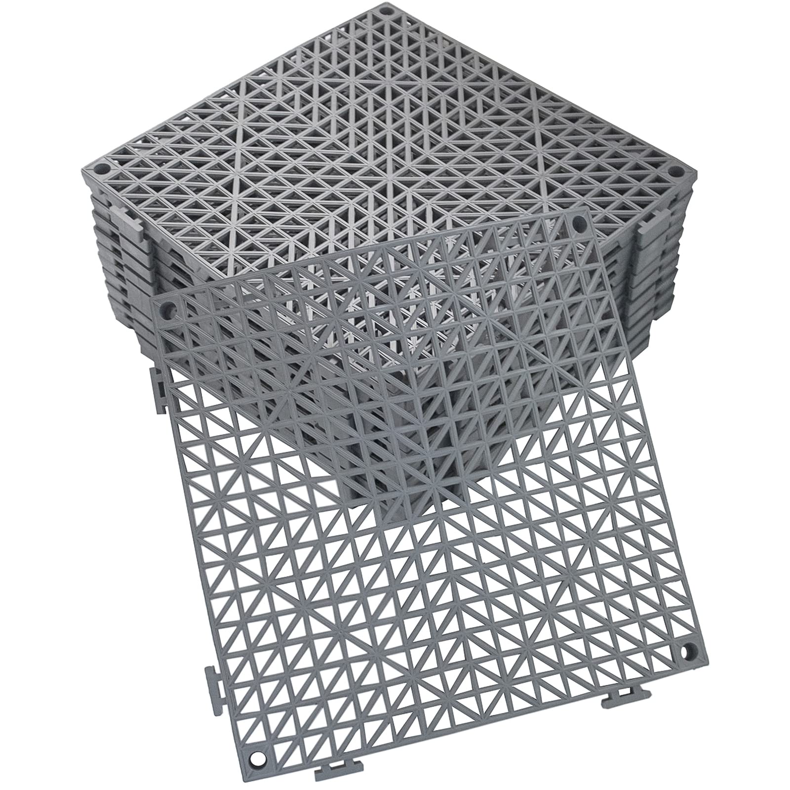 Pack of 18 Outdoor Modular Interlocking Floor Mat System, Rubber ...