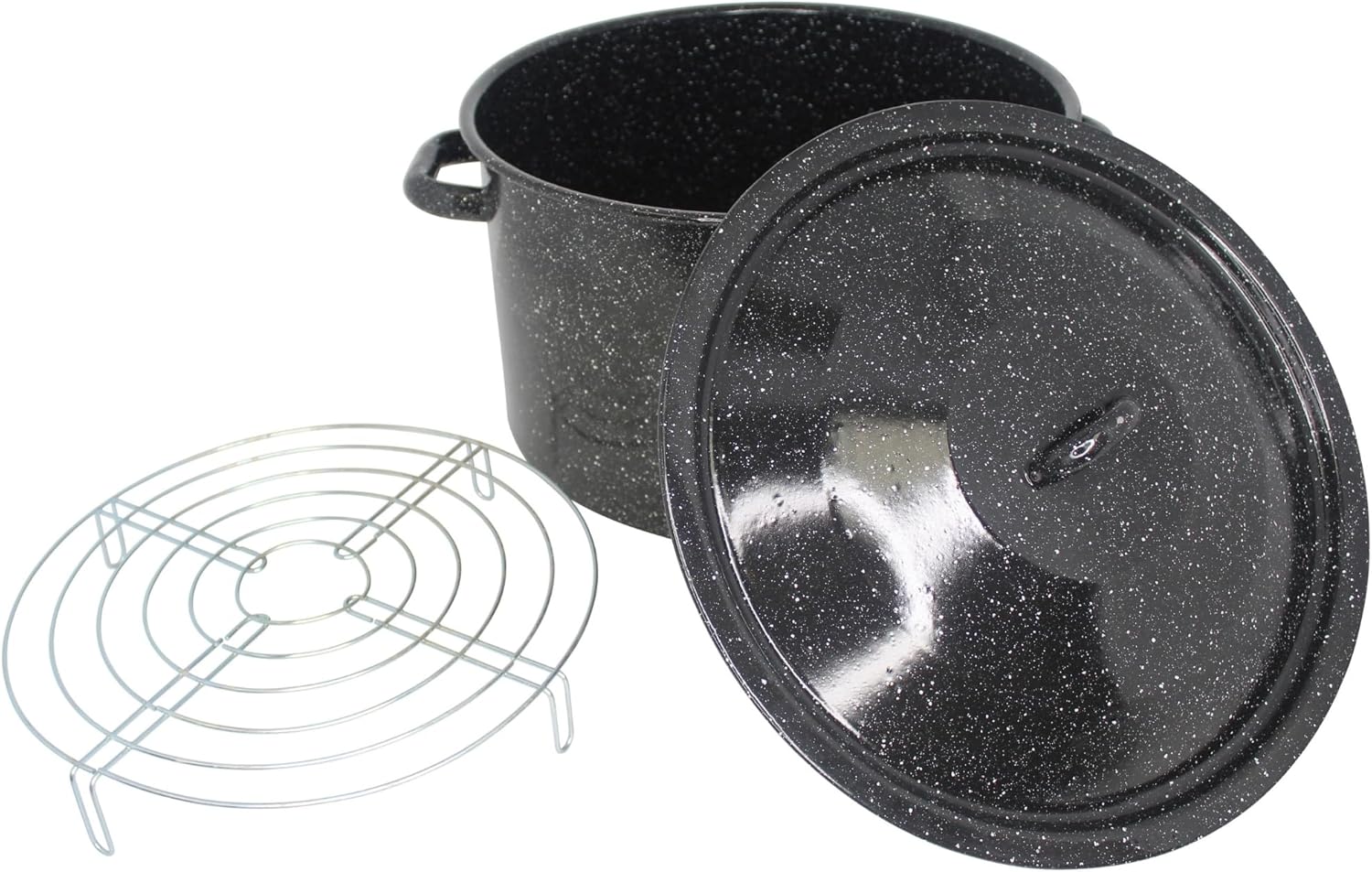 Amazon.com: MIRRO 21.0qt Enamel Stock Pot with Rack, Black: Home & Kitchen