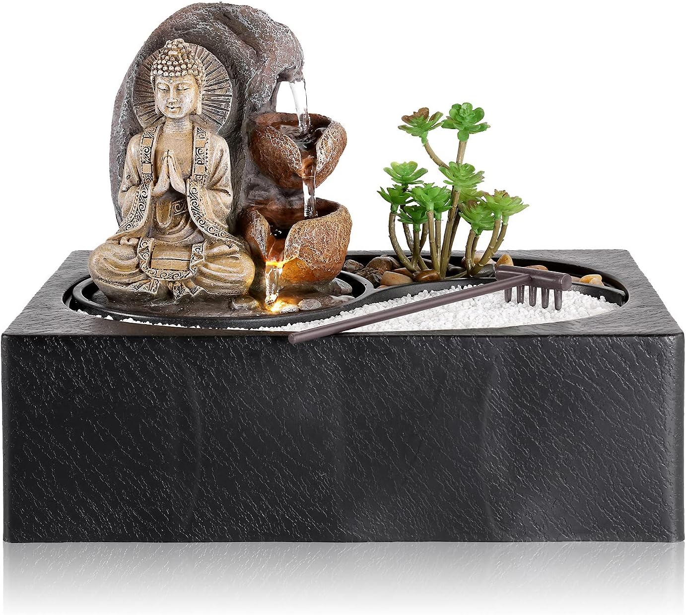 Amazon.com: Headery Buddha Water Fountain Indoor, Resin Zen Meditation ...