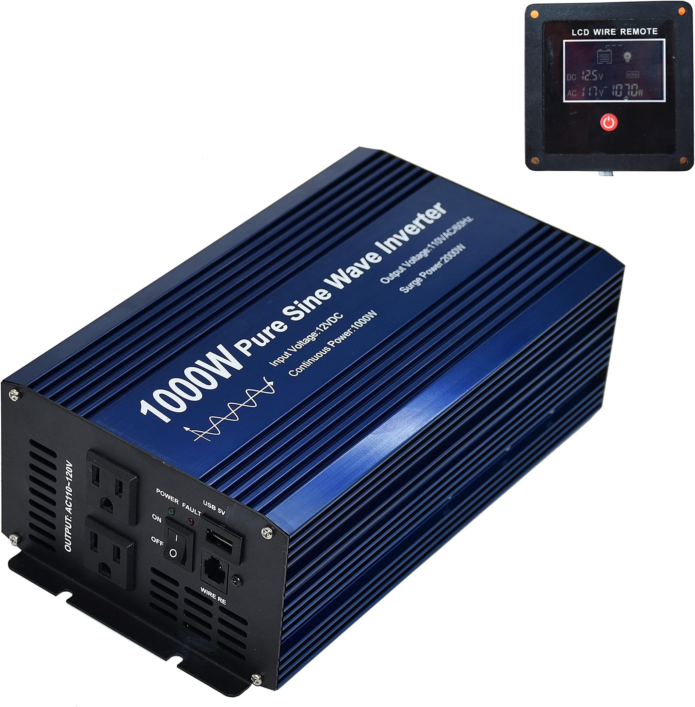 Amazon.com: BESTEK 1000W Pure Sine Wave Power Inverter DC 12V to 110V ...