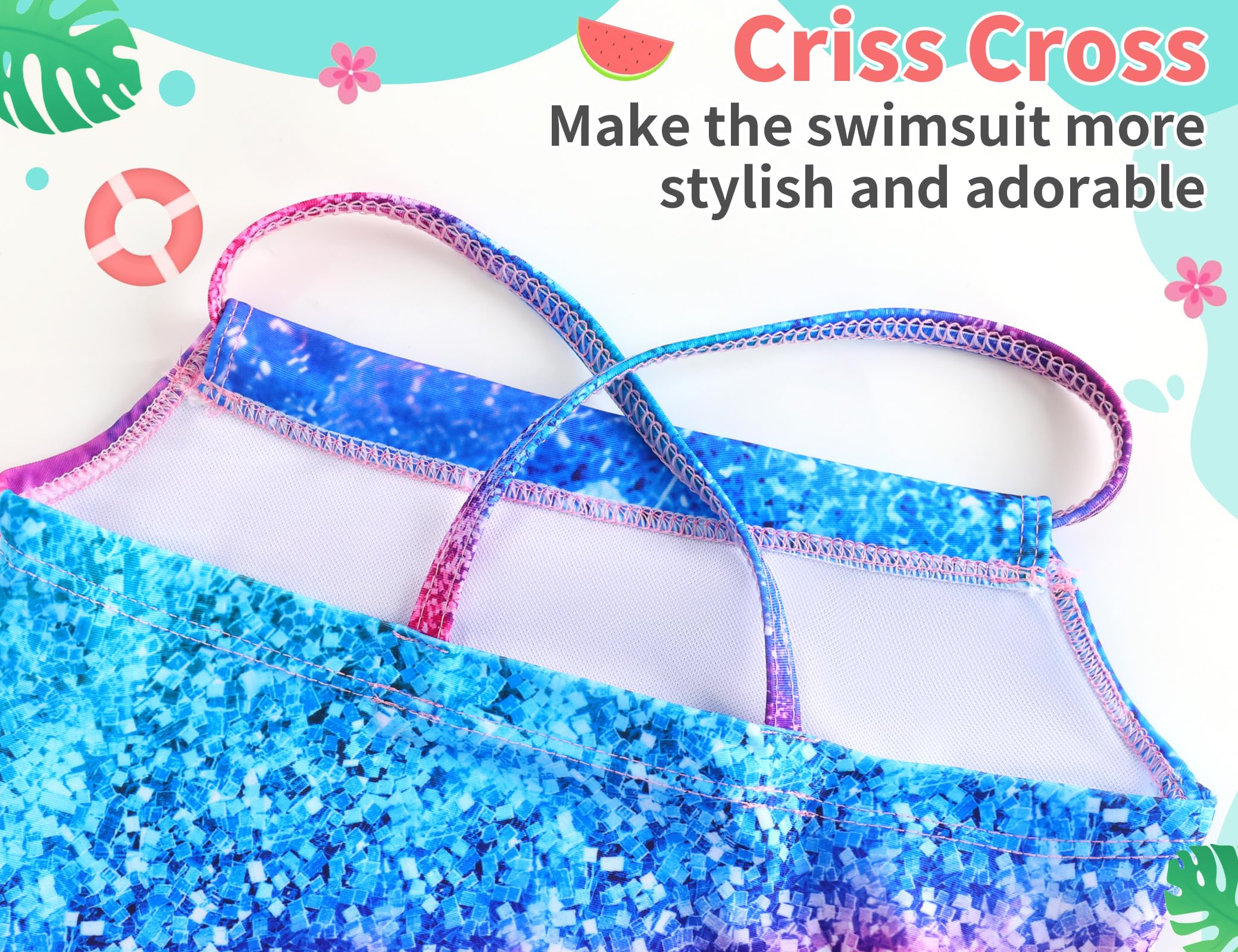 Snapklik.com : Bathing Suits For Girls Swimsuit 7/8 Years Old Pink Blue ...