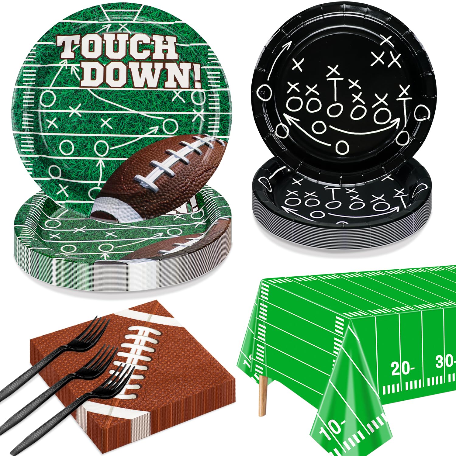 Amazon.com: Football Party Supplies for 20 Guests, Disposable Tableware ...