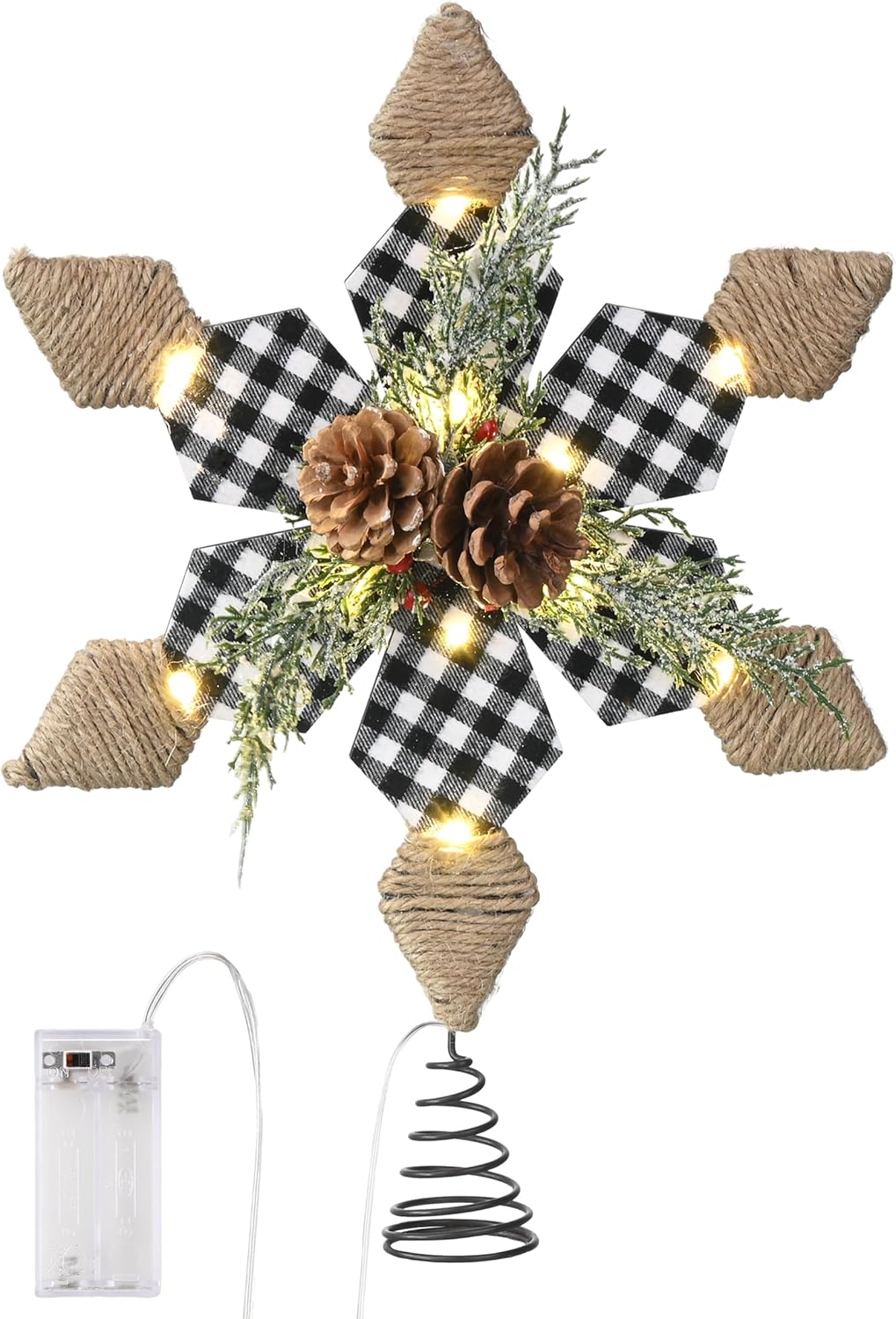 Amazon.com: Valery Madelyn 16.1 Inch Pre-Lit Black White Christmas Star ...
