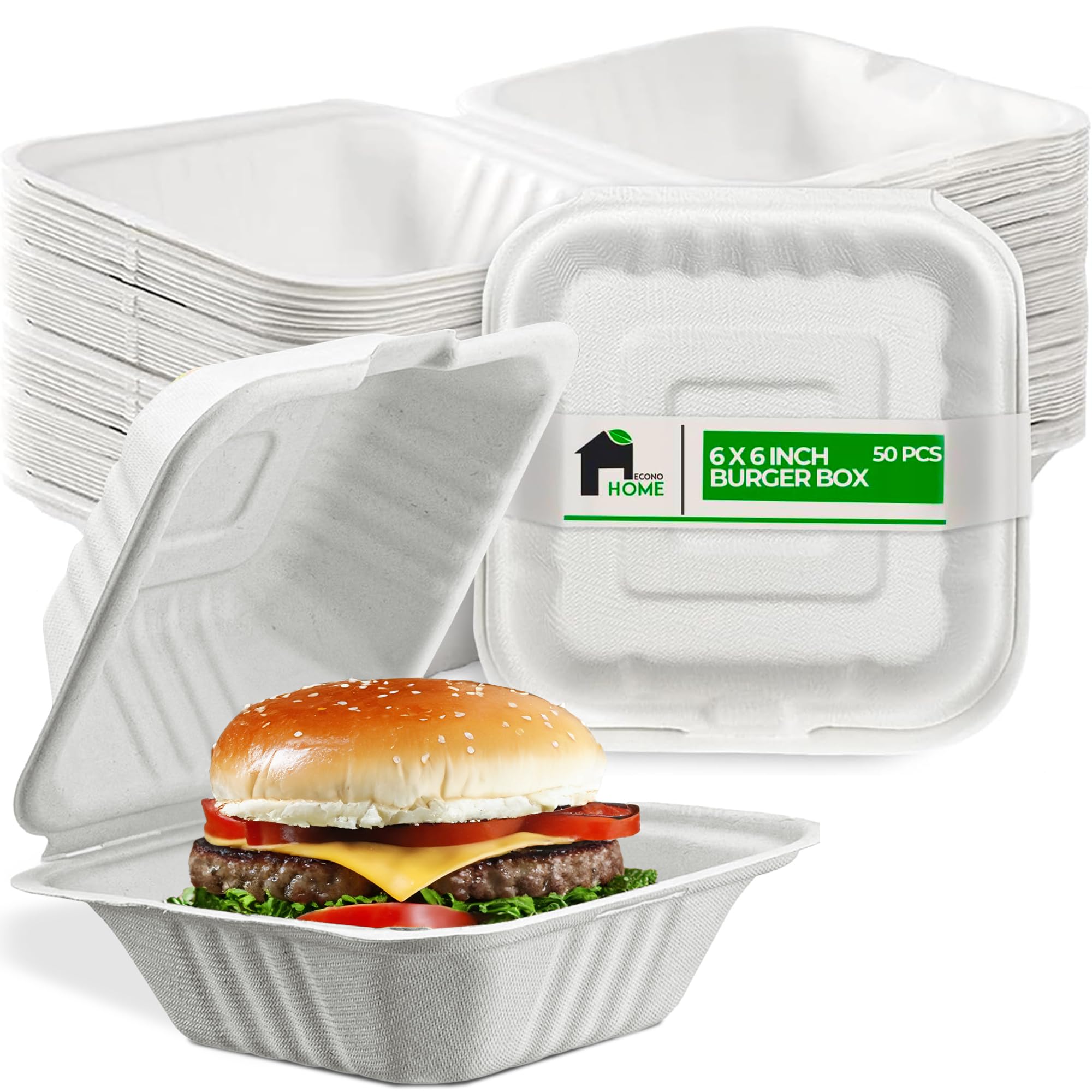 Snapklik.com : EconoHome 100% Compostable Take-Out Food Containers 6x6 ...