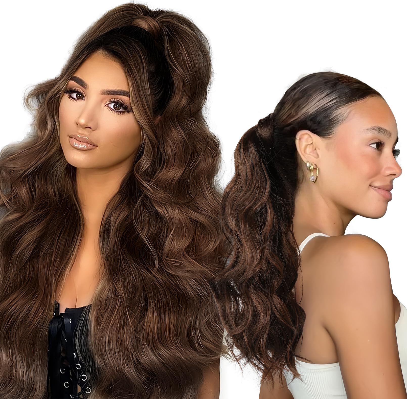 Amazon.com : SEIKEA Half Up Half Down Ponytail Extension Set, 4PCS 16 ...