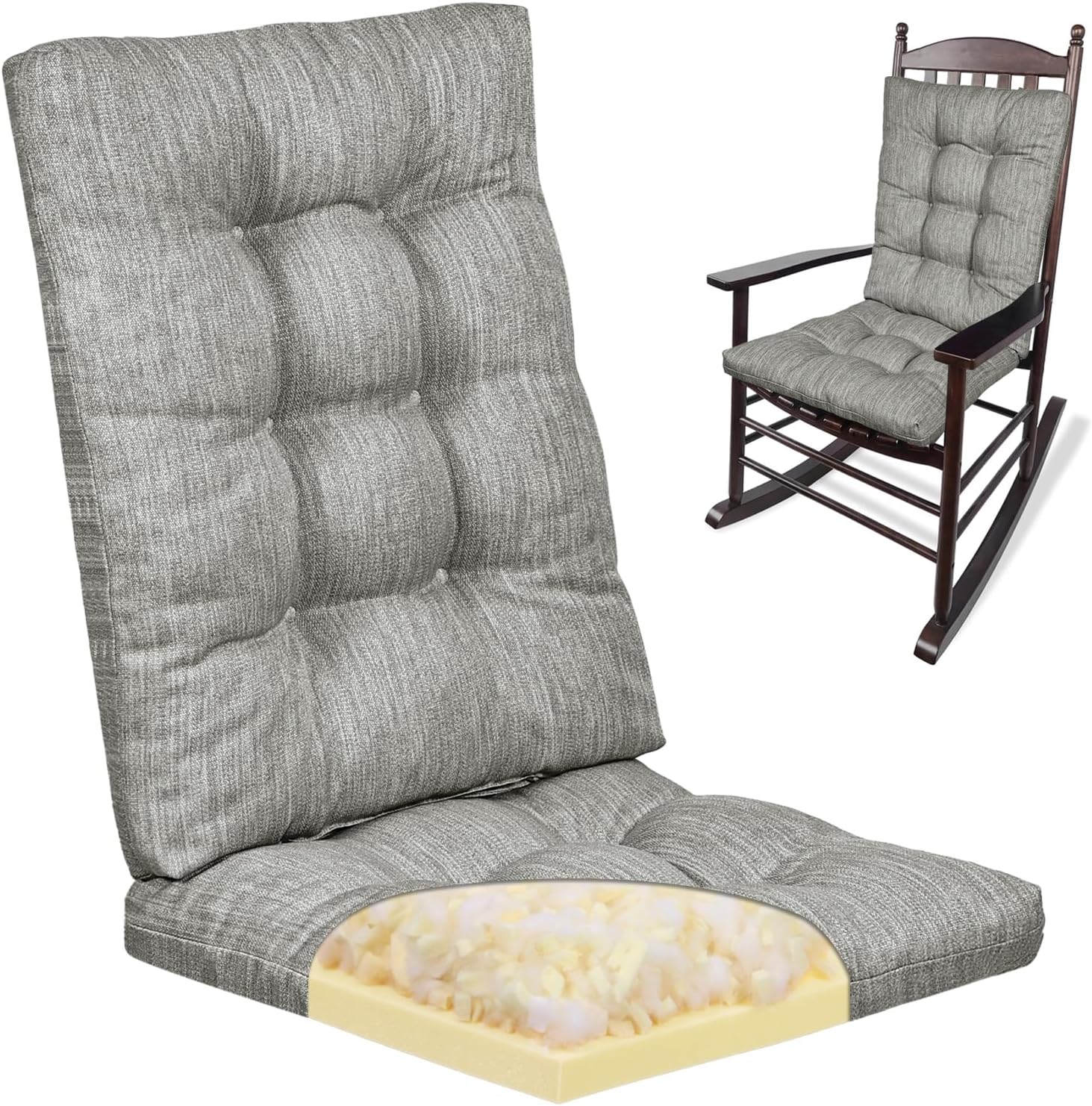 Amazon.com: baibu 19.5 x 19.5 x 4 Inch Large Size Rocking Chair Cushion ...