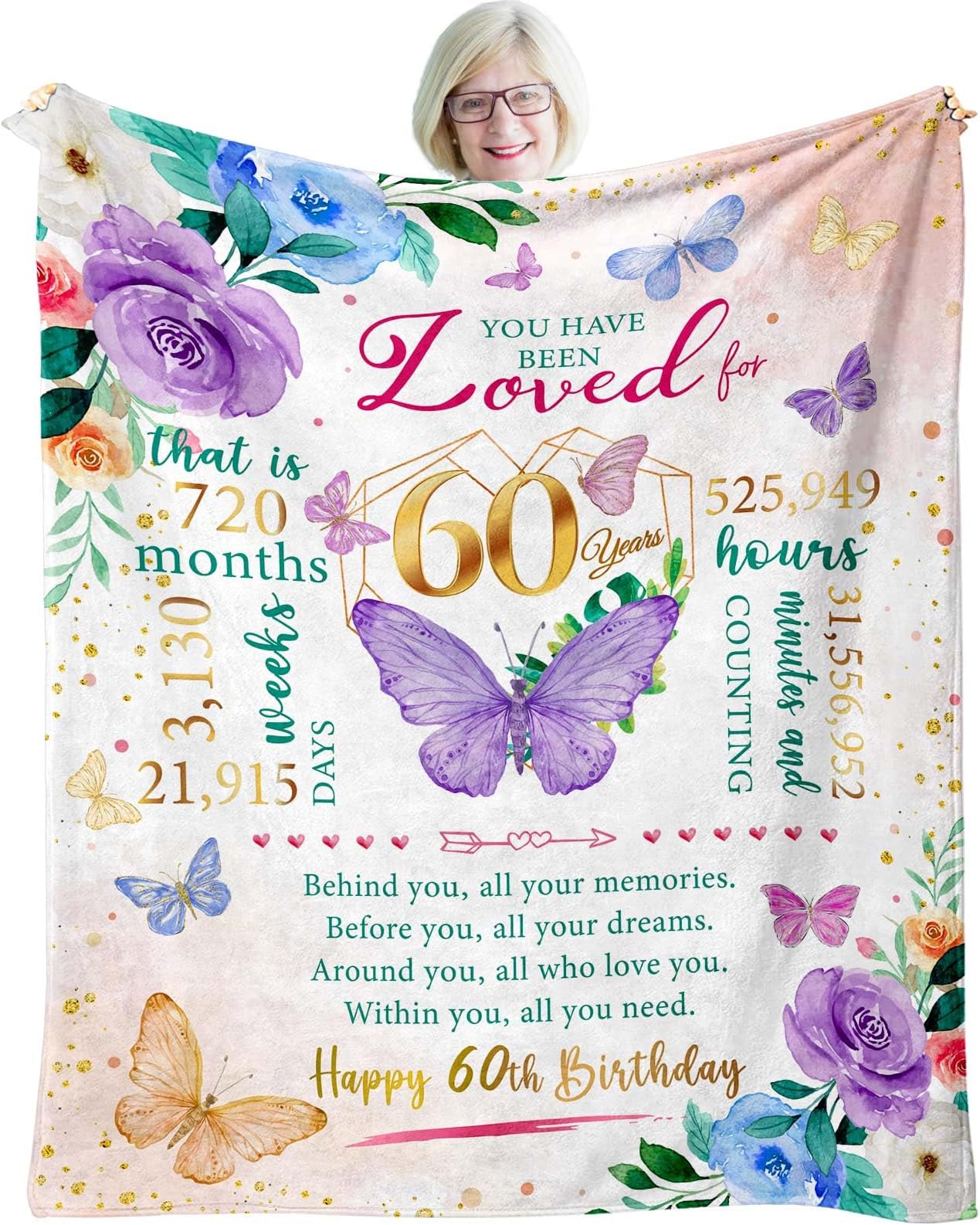 Amazon.com: Atokker 60th Birthday Gifts for Women Blanket, 60th ...