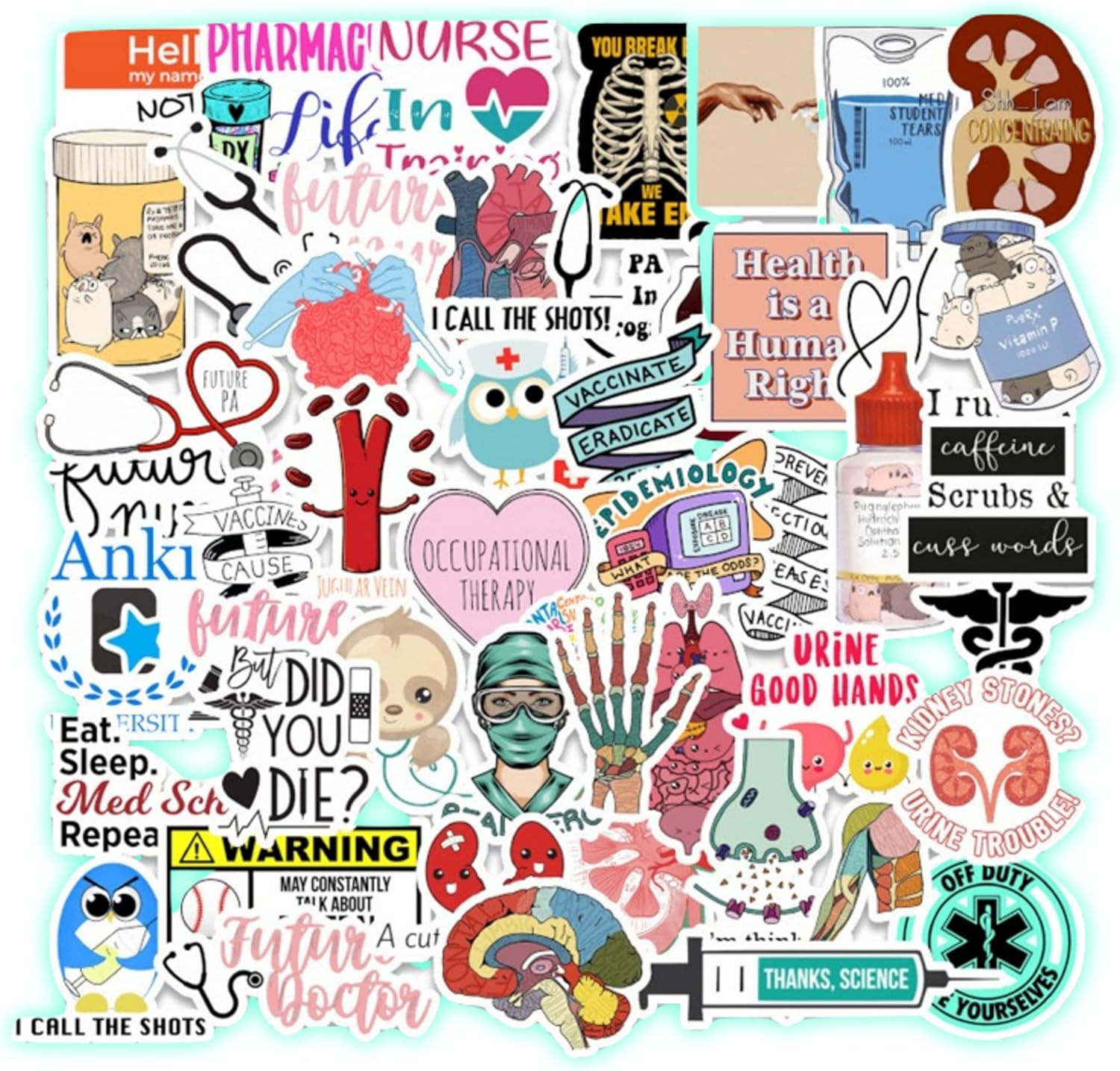 MUSHI Stickers de Medicina paquete con 50 stickers de ciencia de Vinilo ...