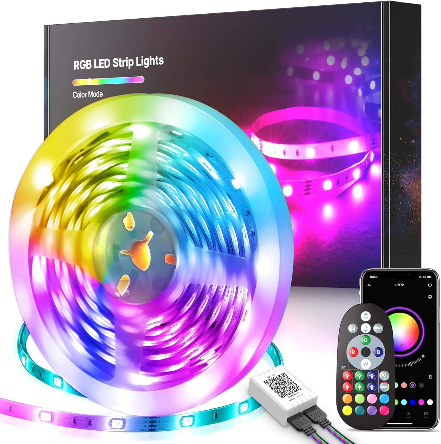 Mexllex LED Strip 6m,LED streifen mit App-Fernbedienung, RGB Musik-sync ...
