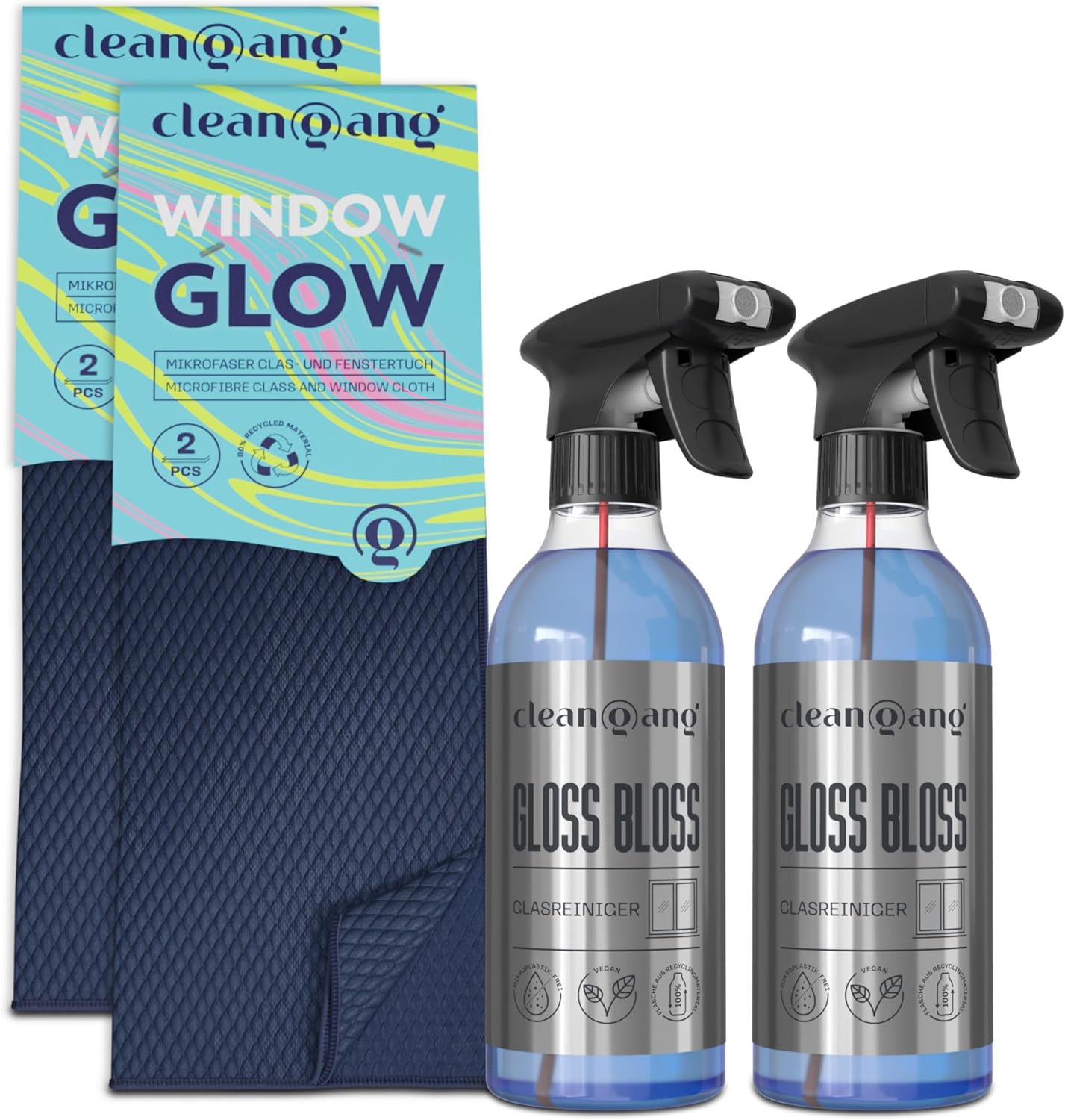 Cleangang Glas- und Fensterreiniger Set - 2 x Glasreiniger und 4 x ...