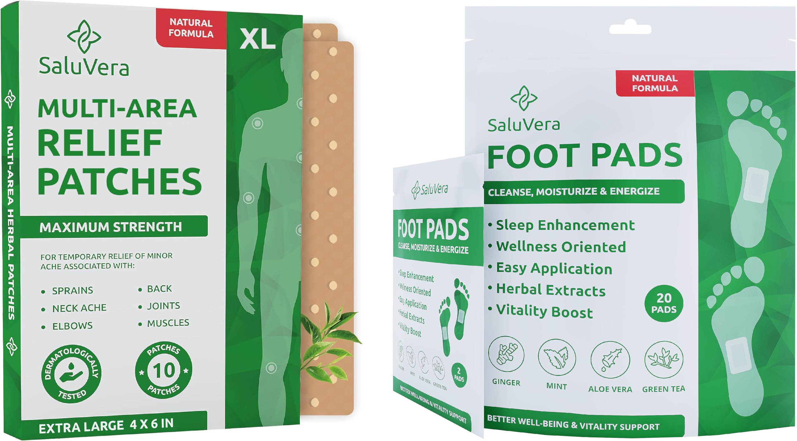 Amazon.com: Foot Pads & Large Back Relief Patches Bundle - Natural ...