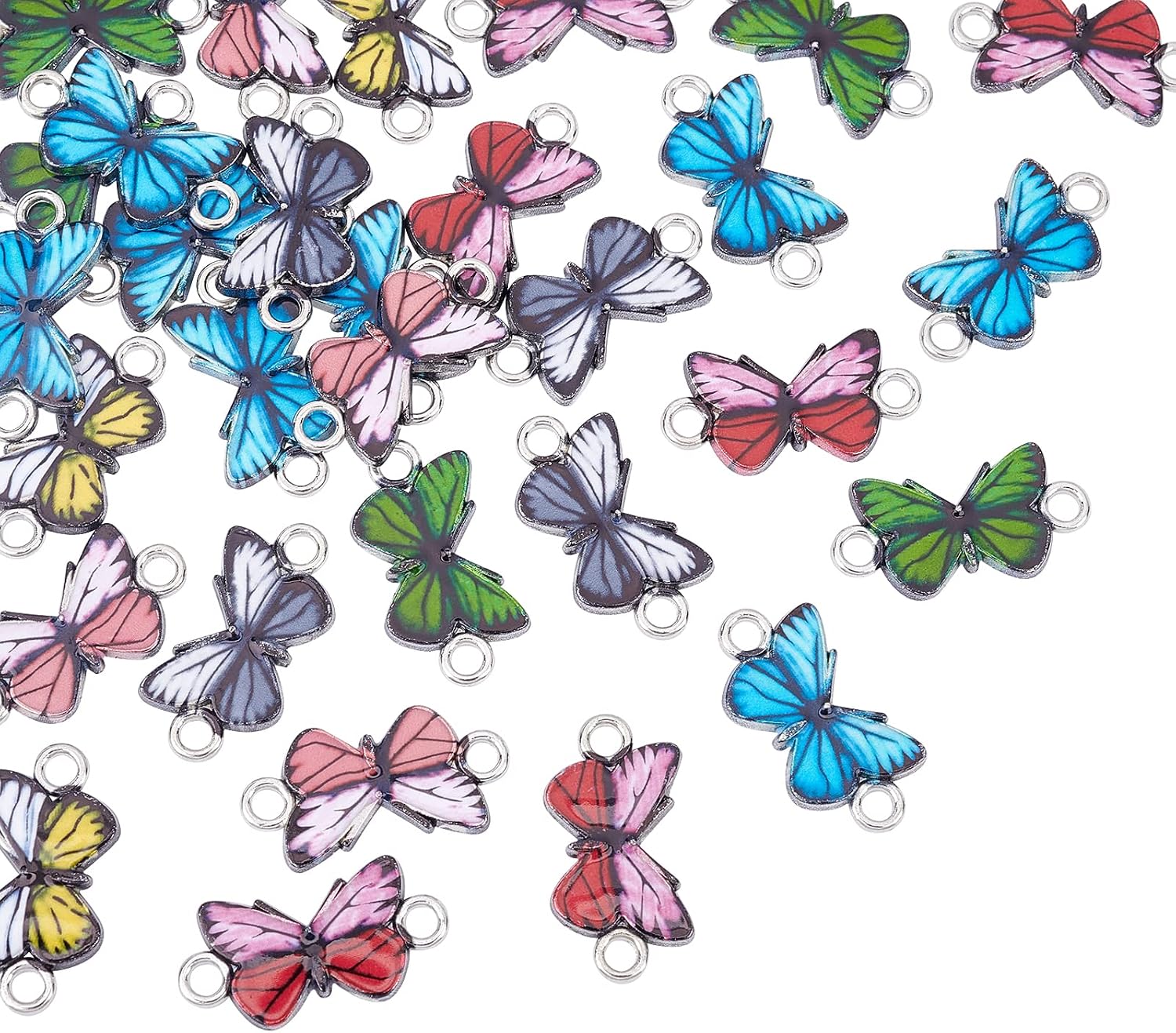 Amazon.com: NBEADS 30 Pcs Butterfly Alloy Enamel Link Charm, Random ...