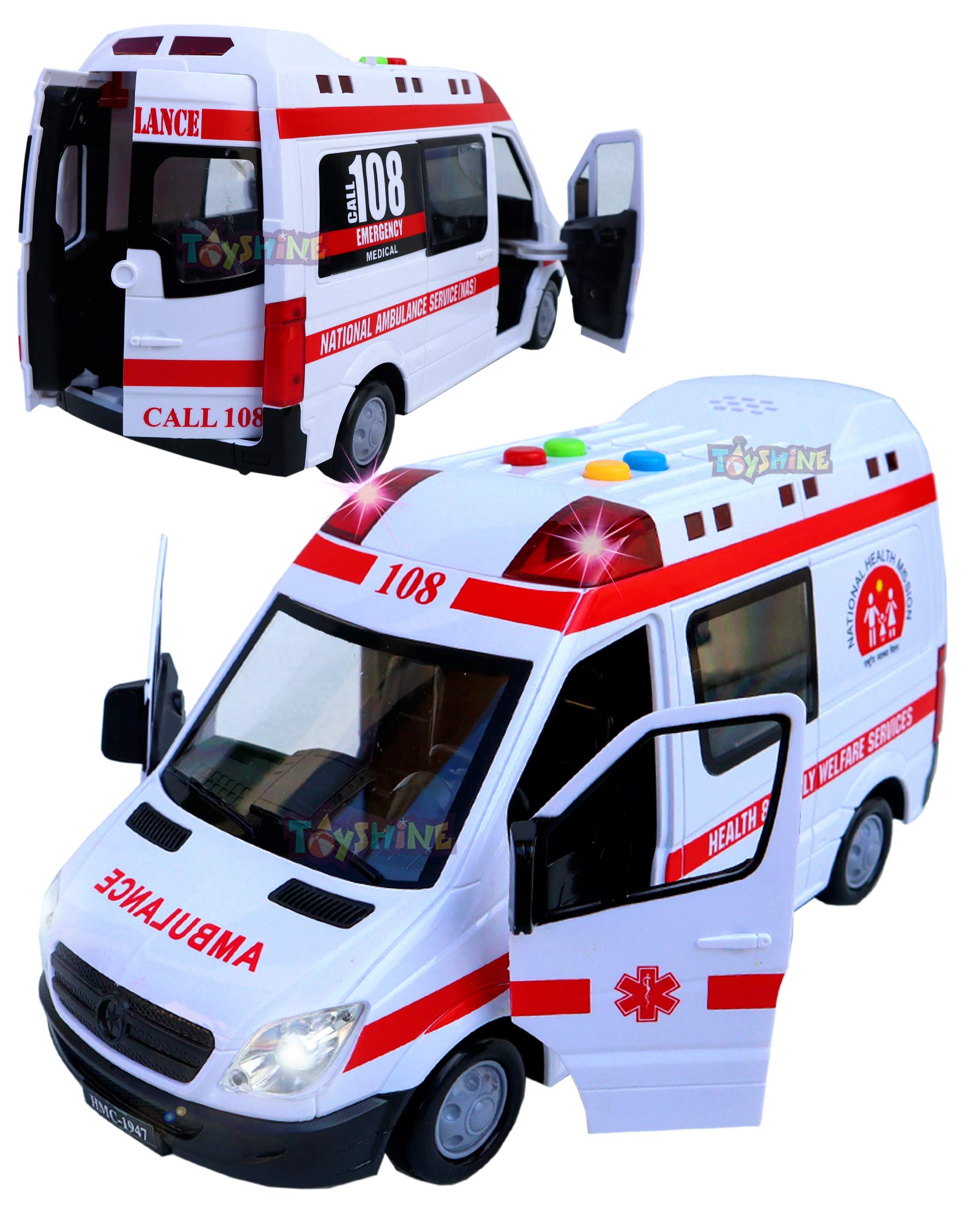 Toyshine Plastic Friction Powered Rescue Ambulance Emergency Vehicle ...