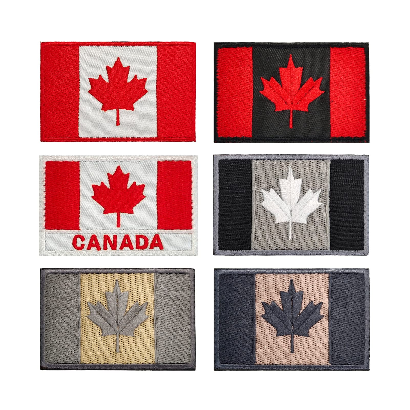 6 PCS Canada Flag Patch, Canadian Flag Patches Hook Loop Embroidered ...
