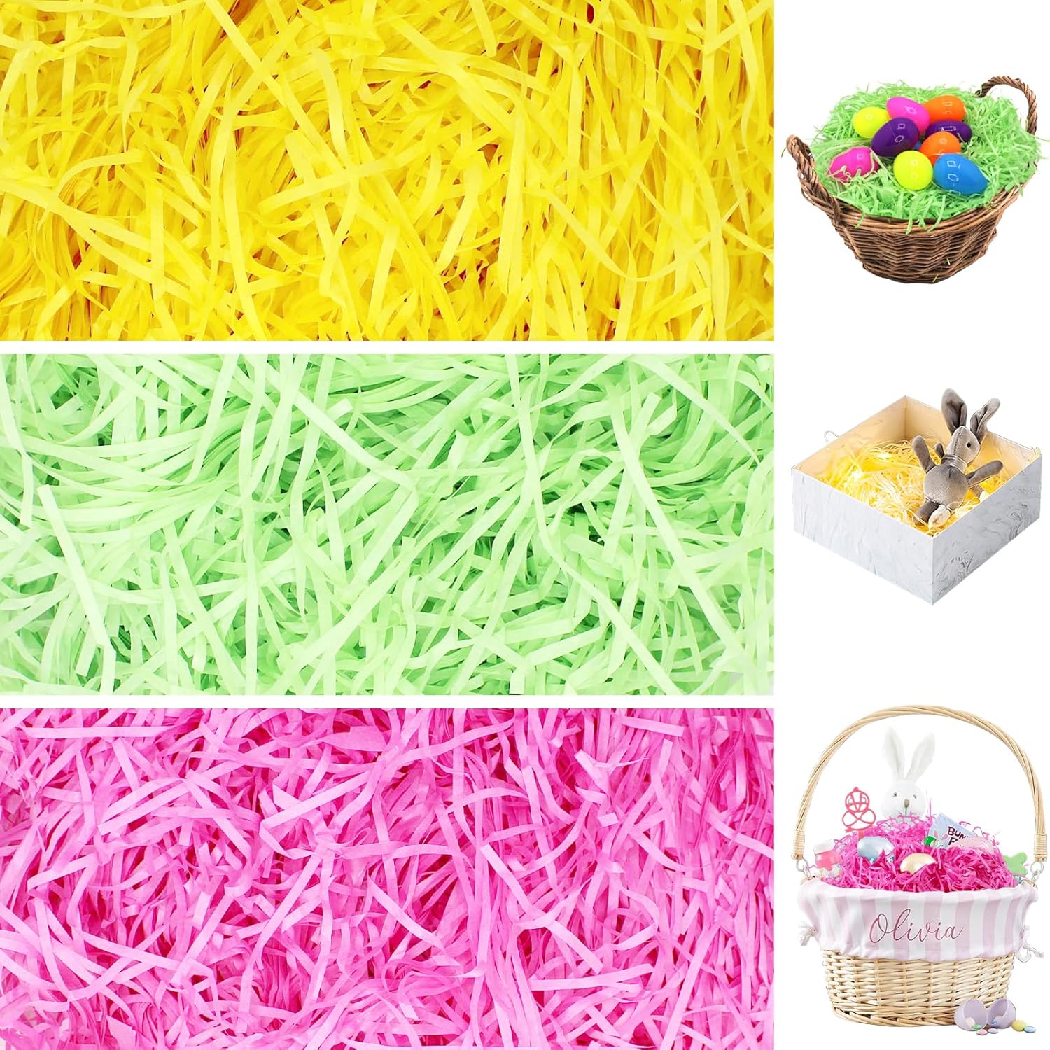 Amazon.com: Hifunwu 10.6 oz (300g) Easter Grass Recyclable Shred Paper ...
