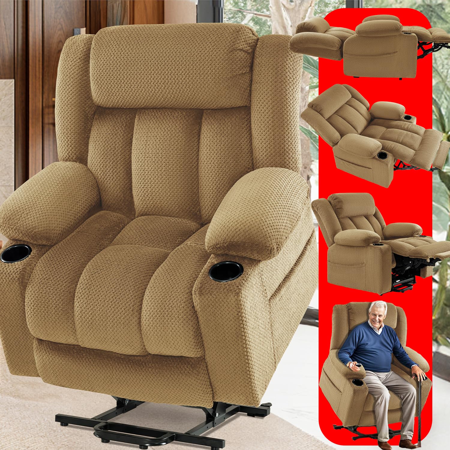 Amazon.com: Neioml 3 Motor Large Wide Lift Chair, Infinite Position ...