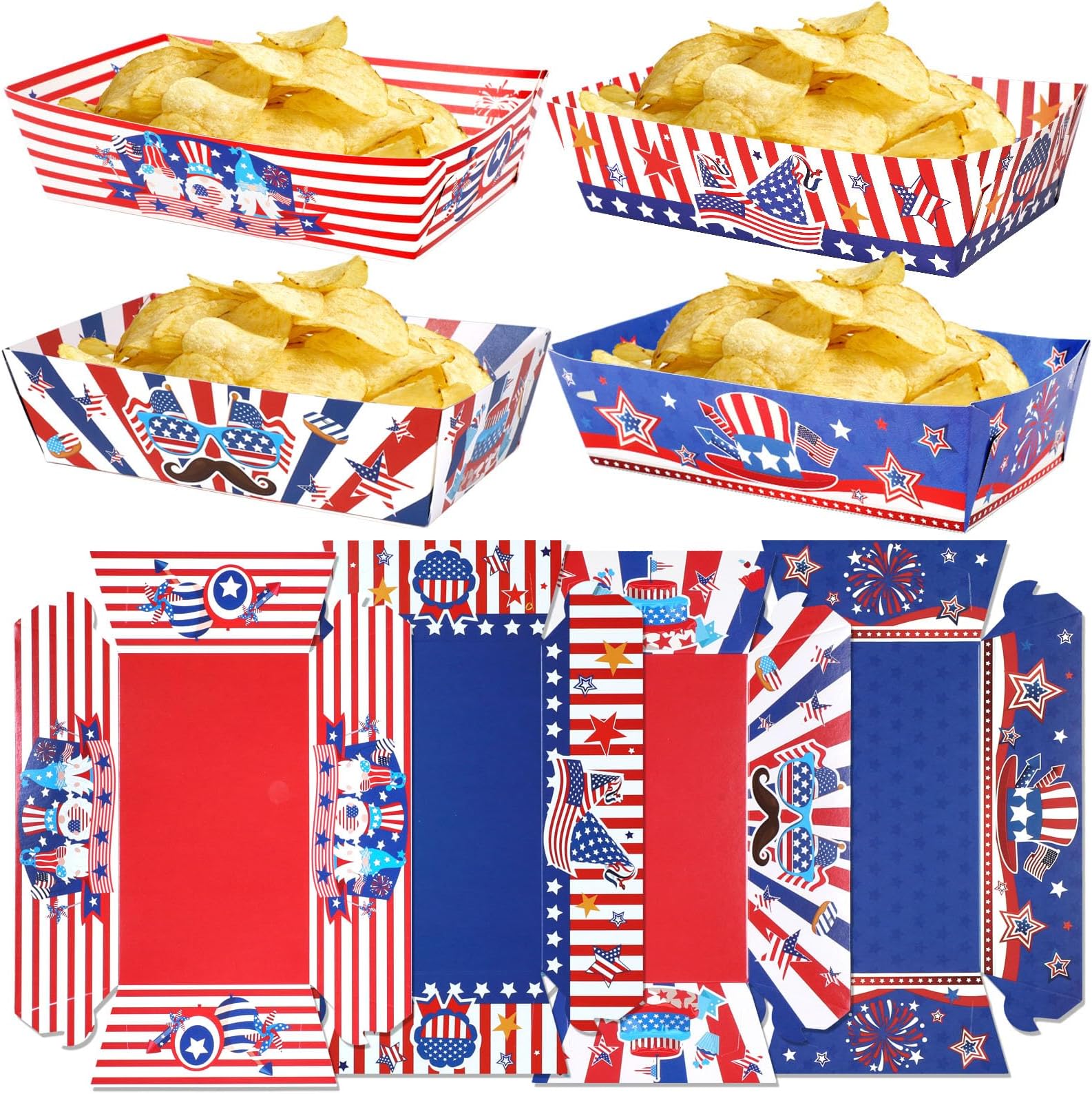 Amazon.com: BASHOUT American Flag Paper Food Trays | (50 Pcs ...