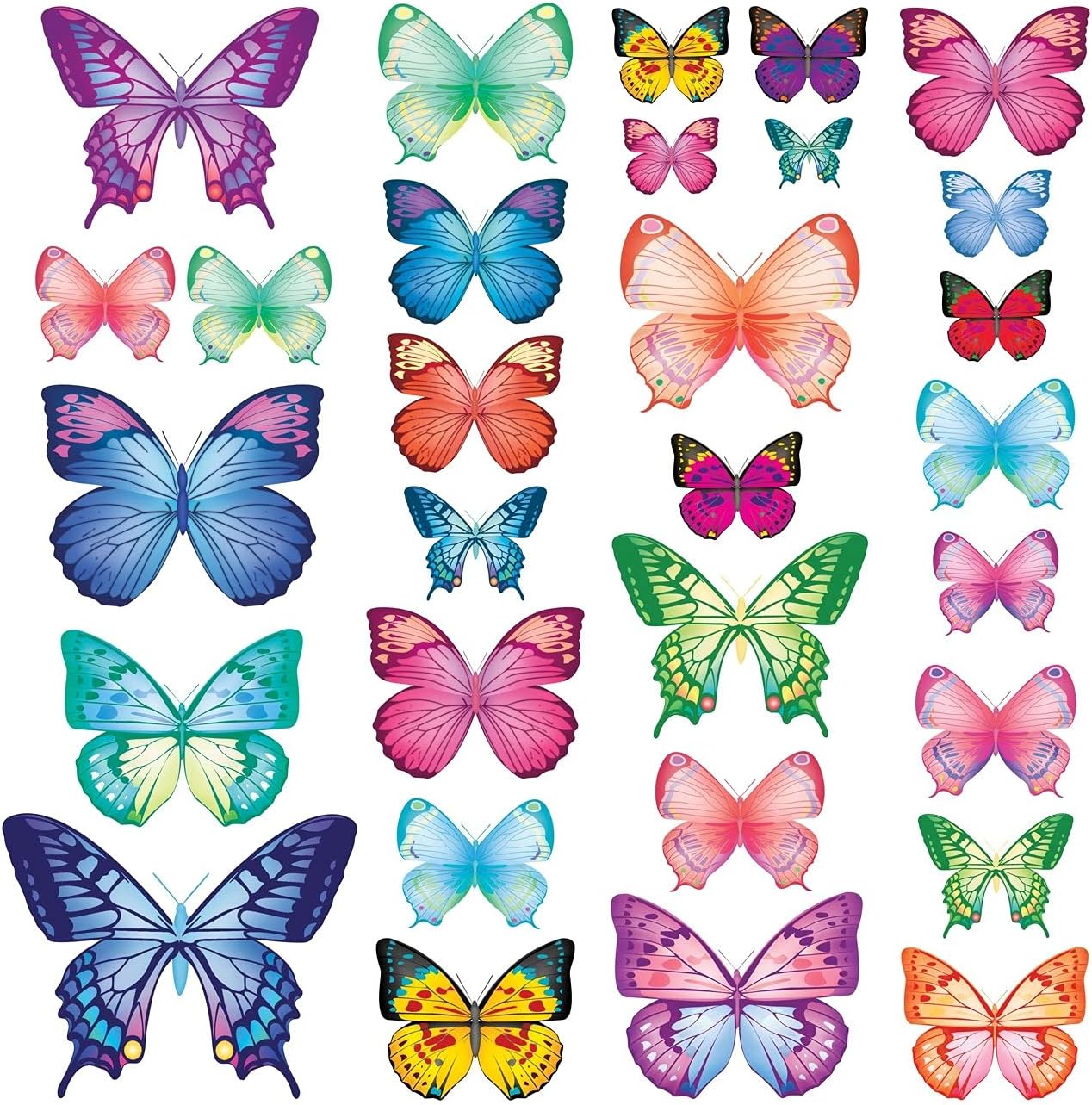 Amazon.com: 36 Pcs Wall Decals Peel and Stick Butterflies Colorful ...