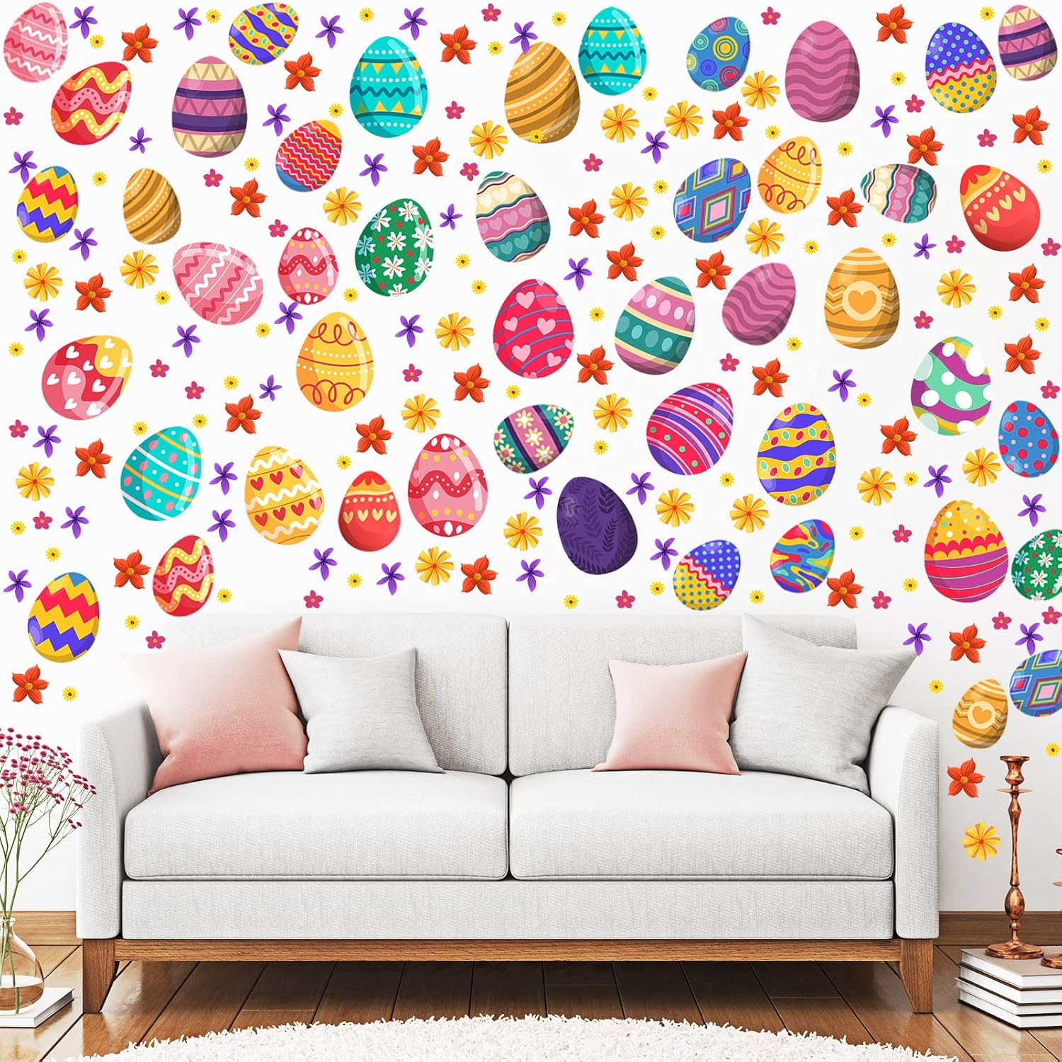 Amazon.com: Eersida 179 Pcs Easter Wall Stickers Wall Decals Egg Clings ...