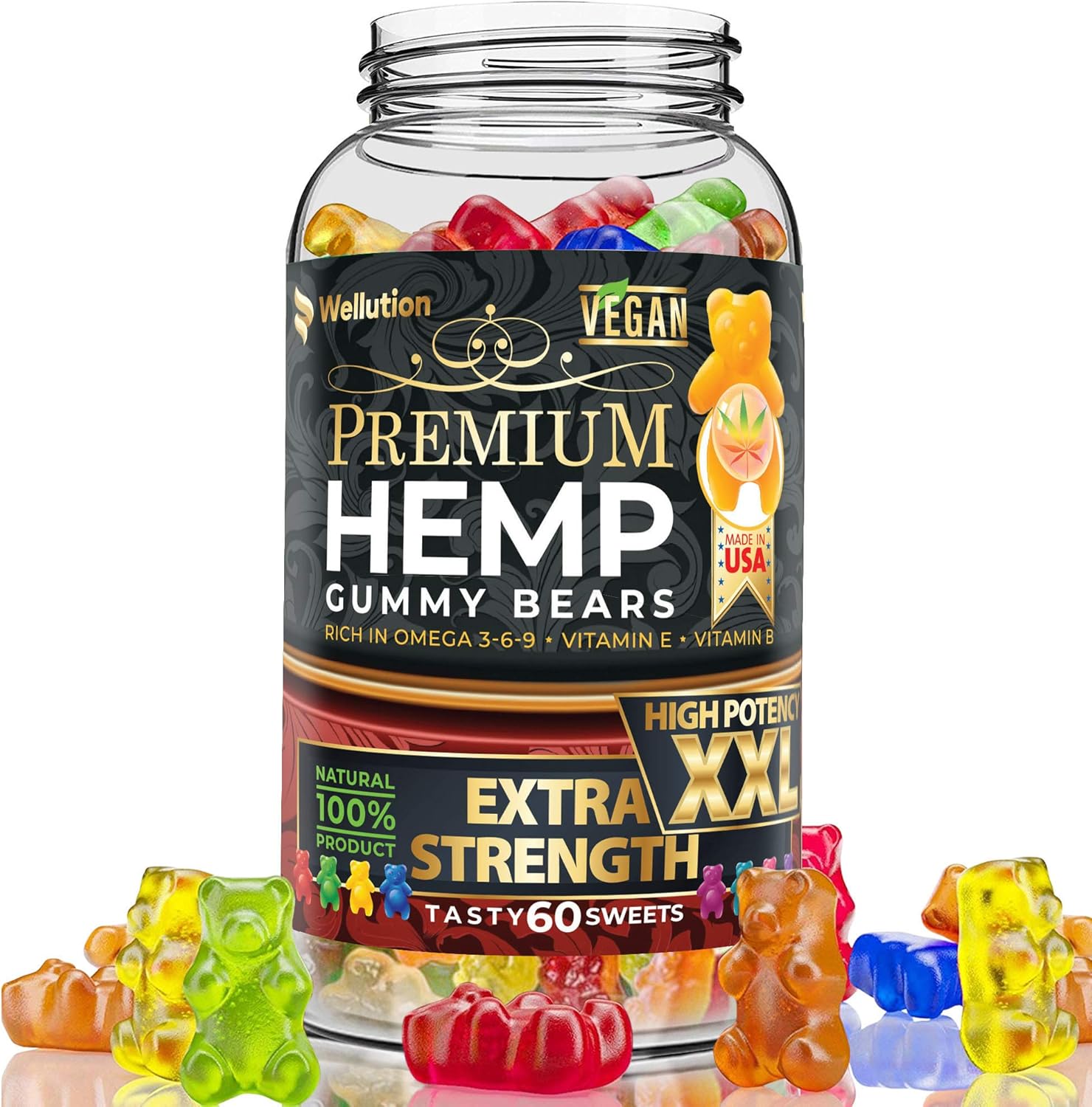 Amazon.com: WELLUTION Hemp Gummies Extra Strength XXL High Potency ...