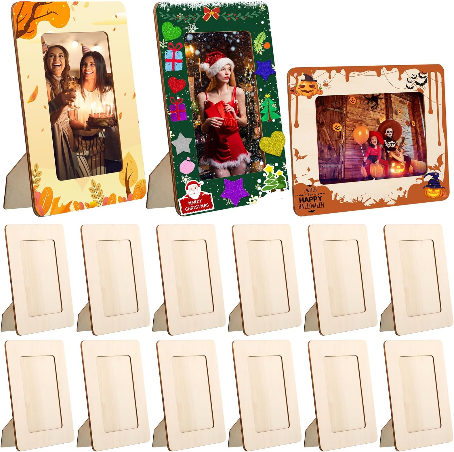 Amazon.com: 12 Pieces Wooden Picture Frames for 6x8 Photos Unfinished ...