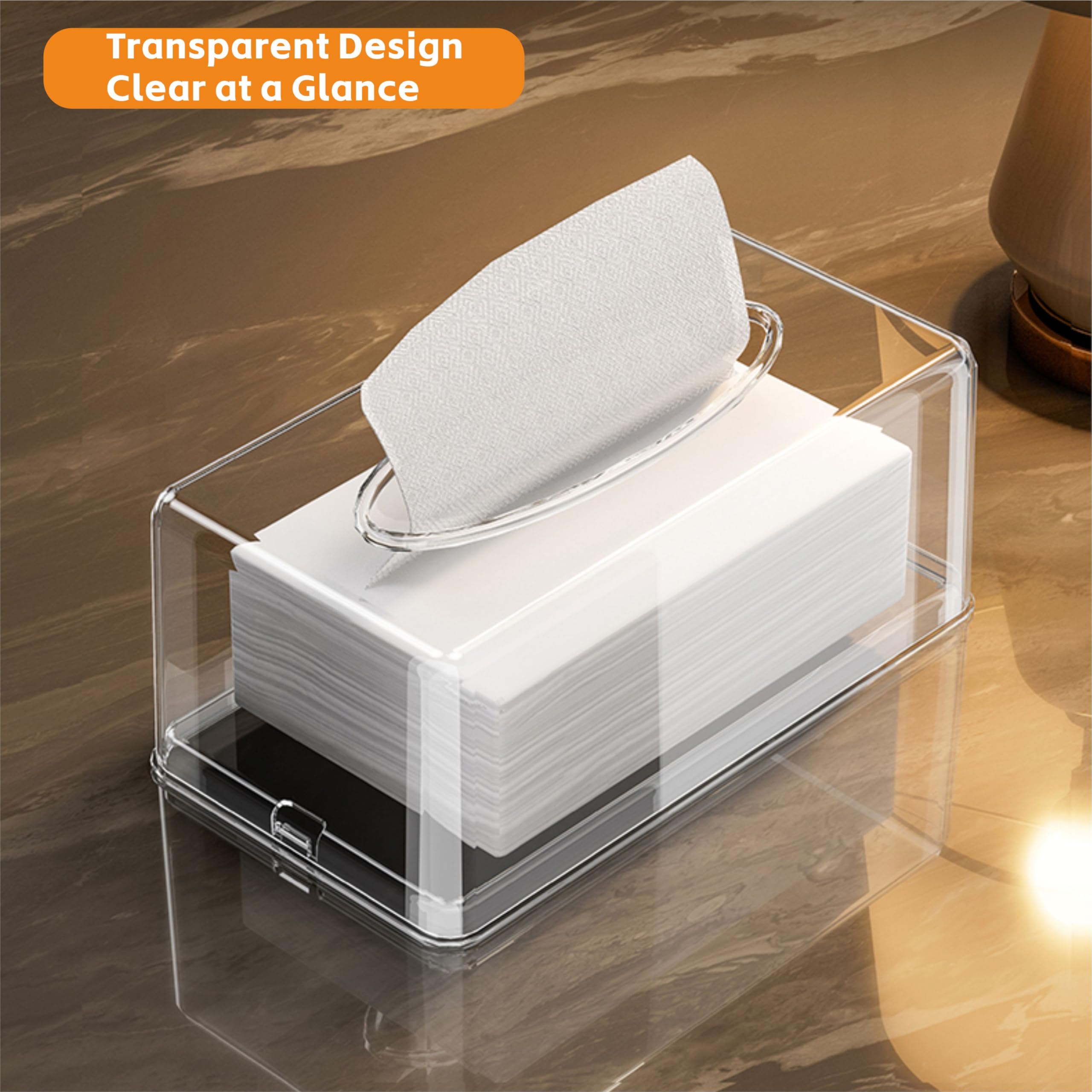 Tissue Box PITBVO Acrylic Cover, White Square ... Facial Tissue
