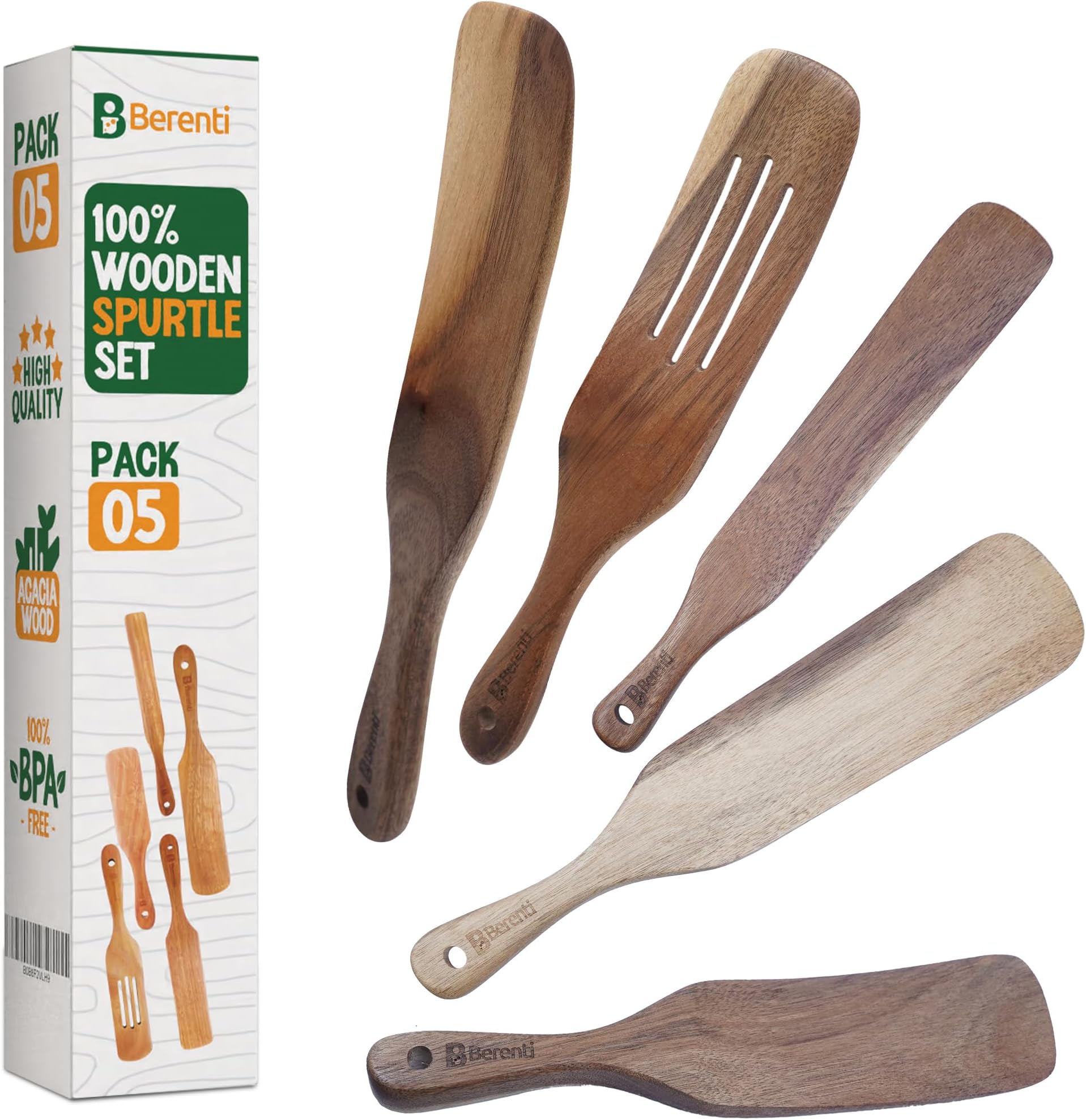 Amazon.com: HIC Kitchen Spurtle Set, Burnished Bamboo, 4-Piece Set ...