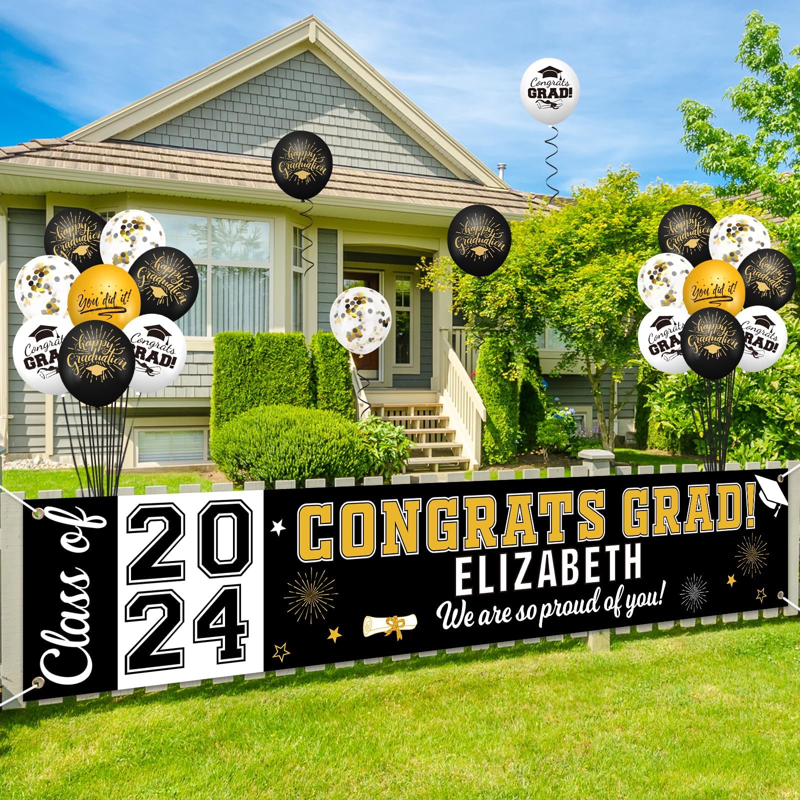 Amazon.com: Large Graduation Garage Decorations Door Banner 16 x 7 ft ...