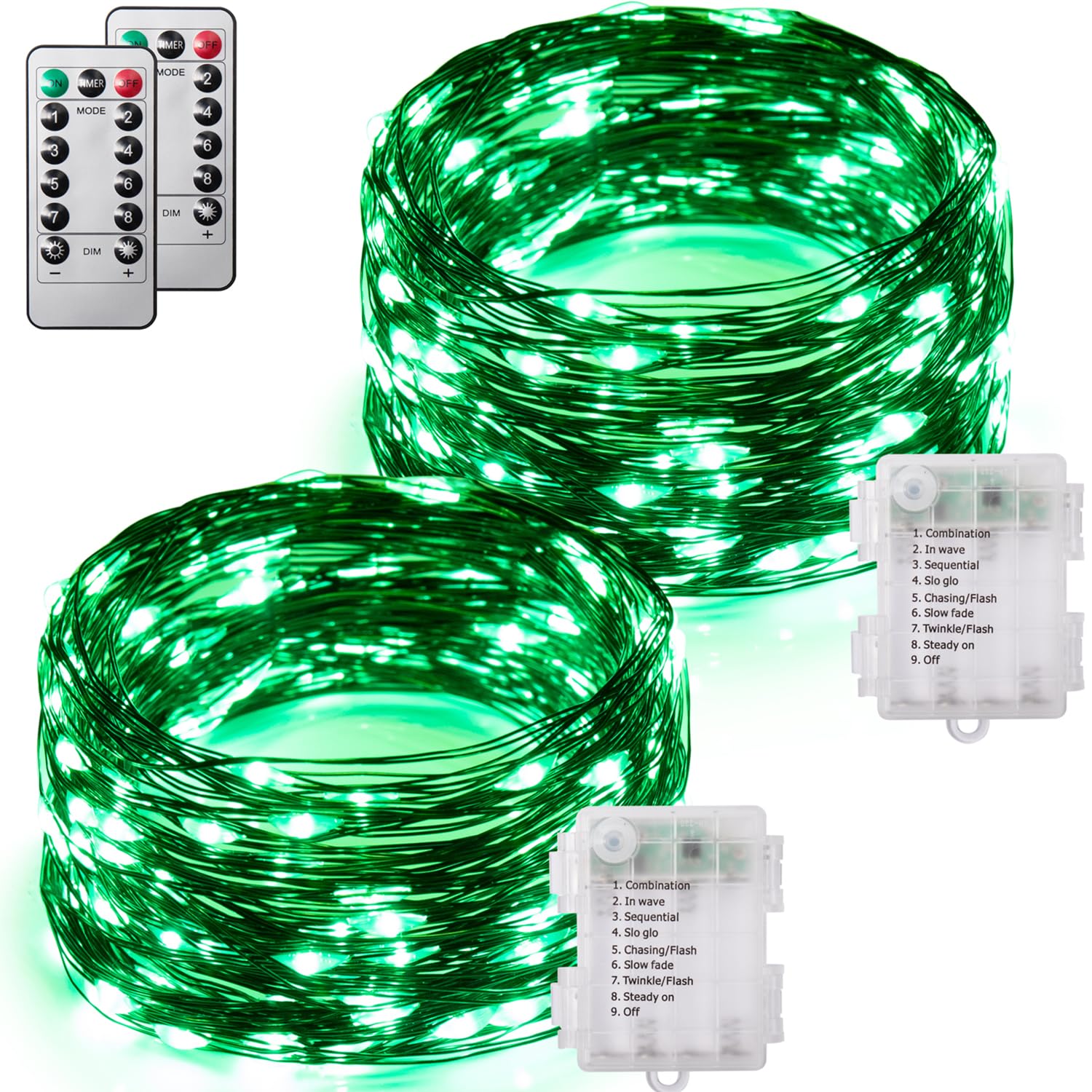 Beingreat 2 Pack St. Patrick's Day Fairy Lights Battery Operated, Mini ...