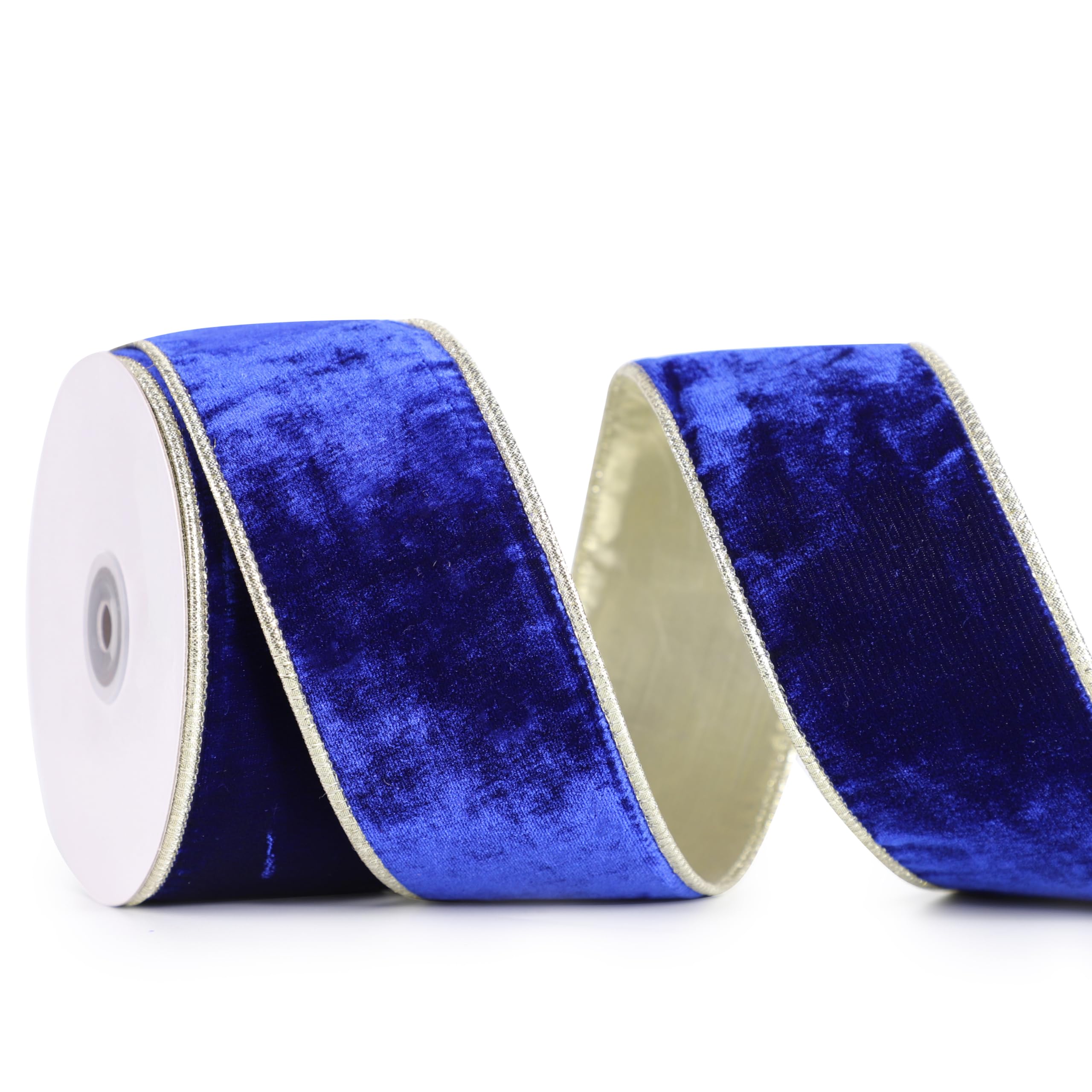 Amazon.com: DINDOSAL Royal Blue Velvet Ribbon Wired 2.5" x 10 Yards ...
