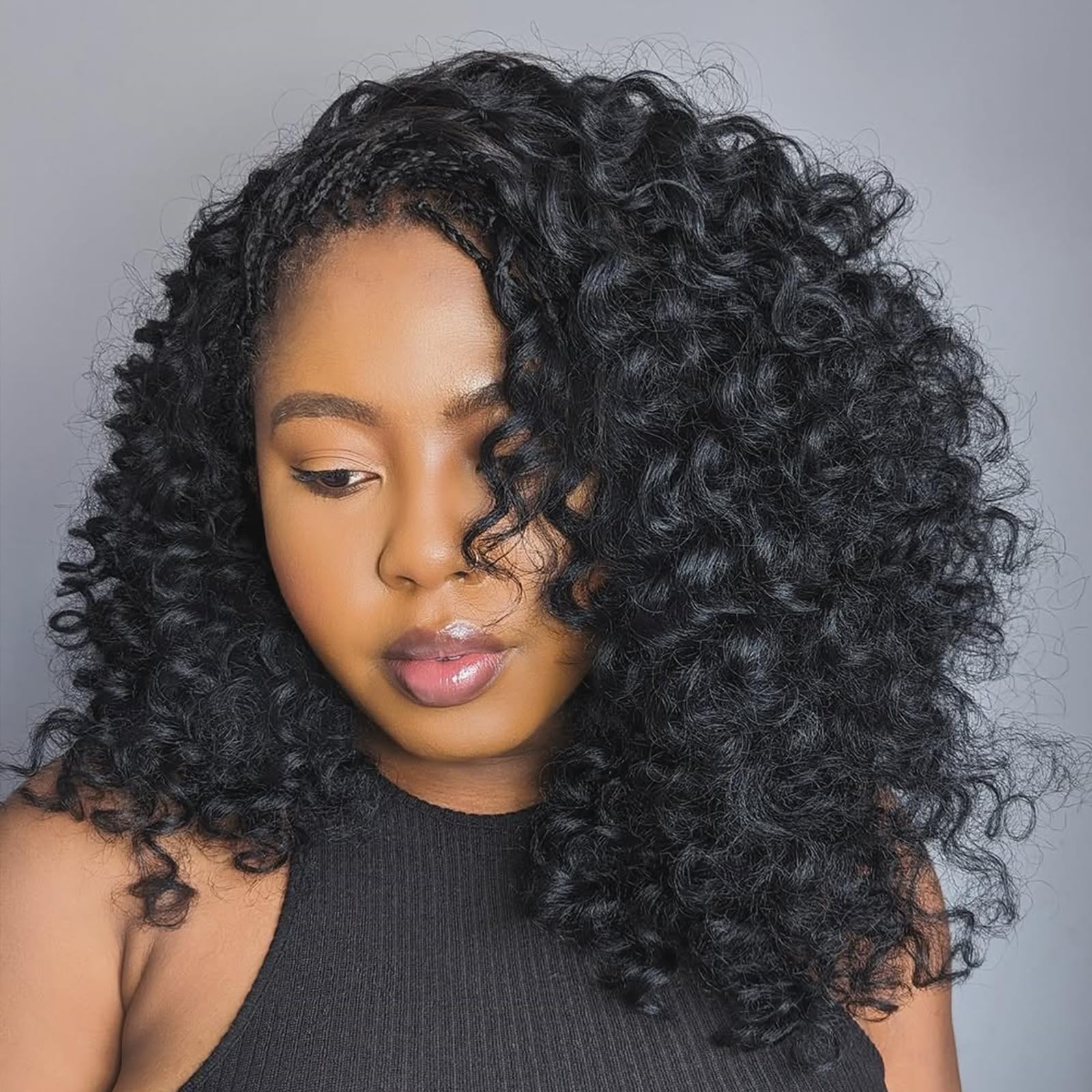 Amazon.com : Leeven Gogo Curl Crochet Hair 12 Inch 8 Packs Black Ocean Wave Crochet Hair Pre ...