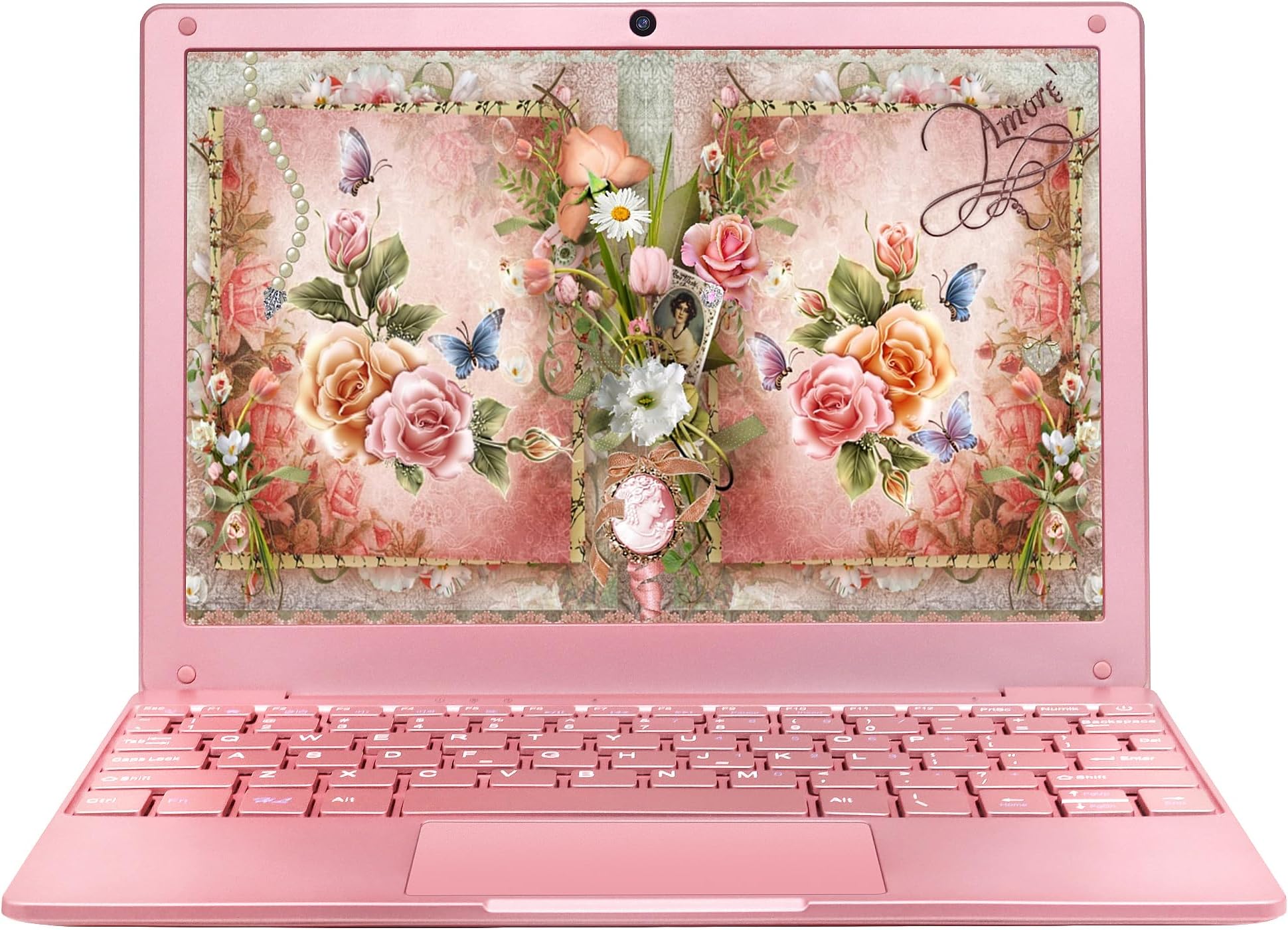 Amazon.com: Svikou 10.1-inch Mini Rose Gold Laptop, Celeron N4020, Quad ...