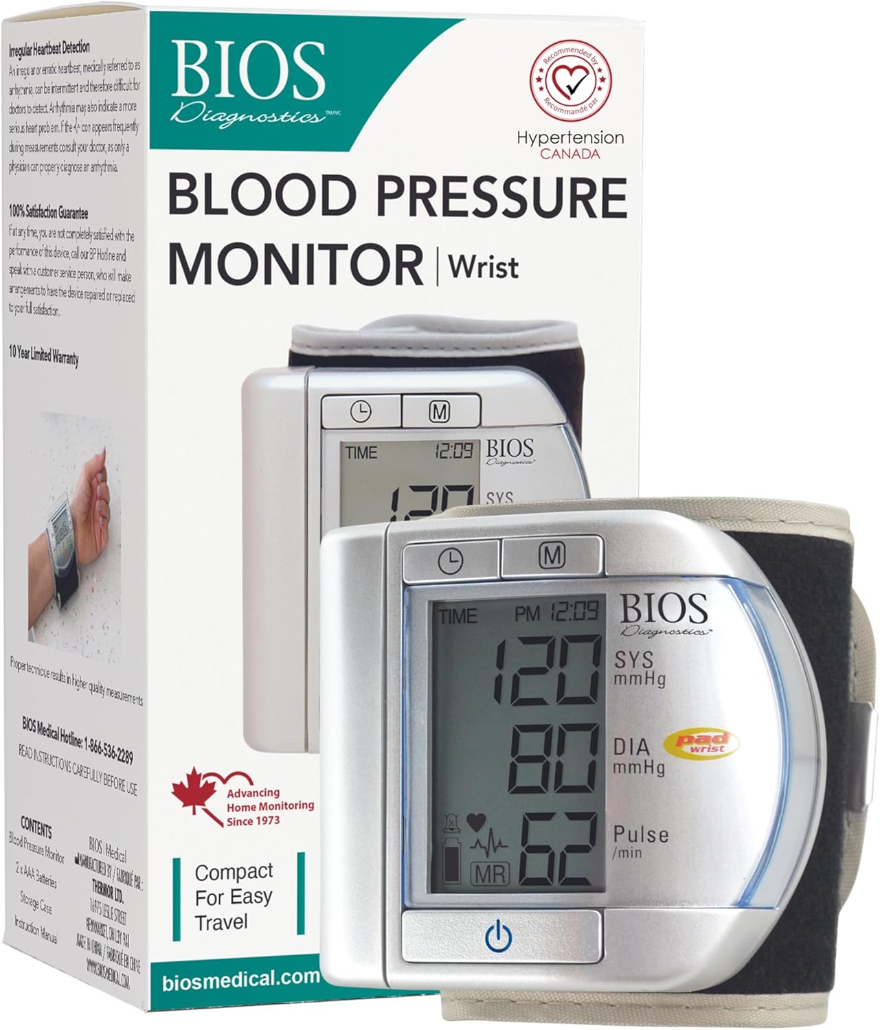 BIOS Diagnostics Blood Pressure Monitor - Wrist; The #1 Canadian Blood ...