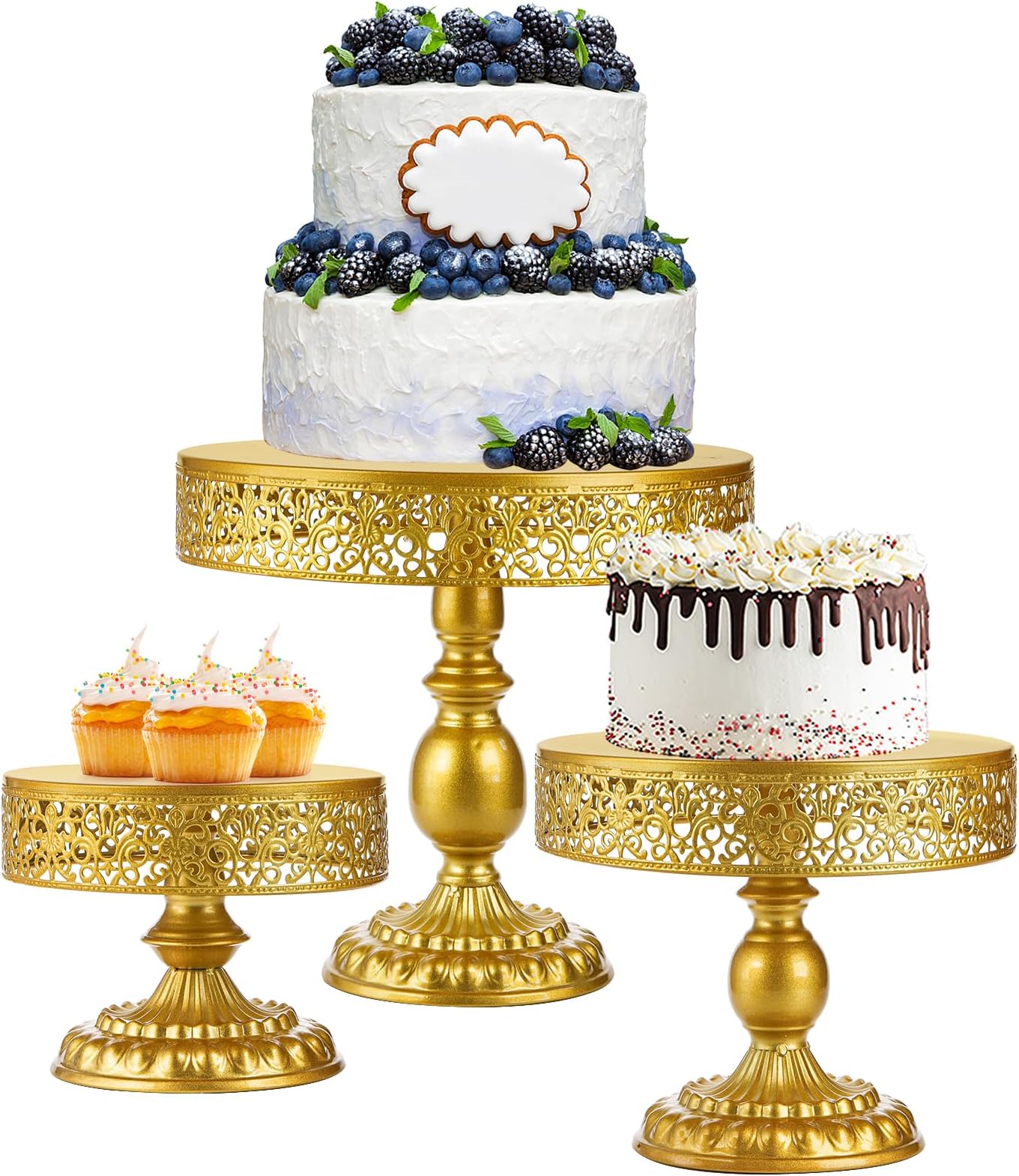 Amazon.com | ZOOFOX 3 Pack Gold Cake Stand Set, Metal Cake Holder ...