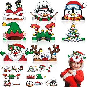 Amazon.com: Cholemy 32 Pcs Christmas Crowns Paper Party Hat Christmas ...