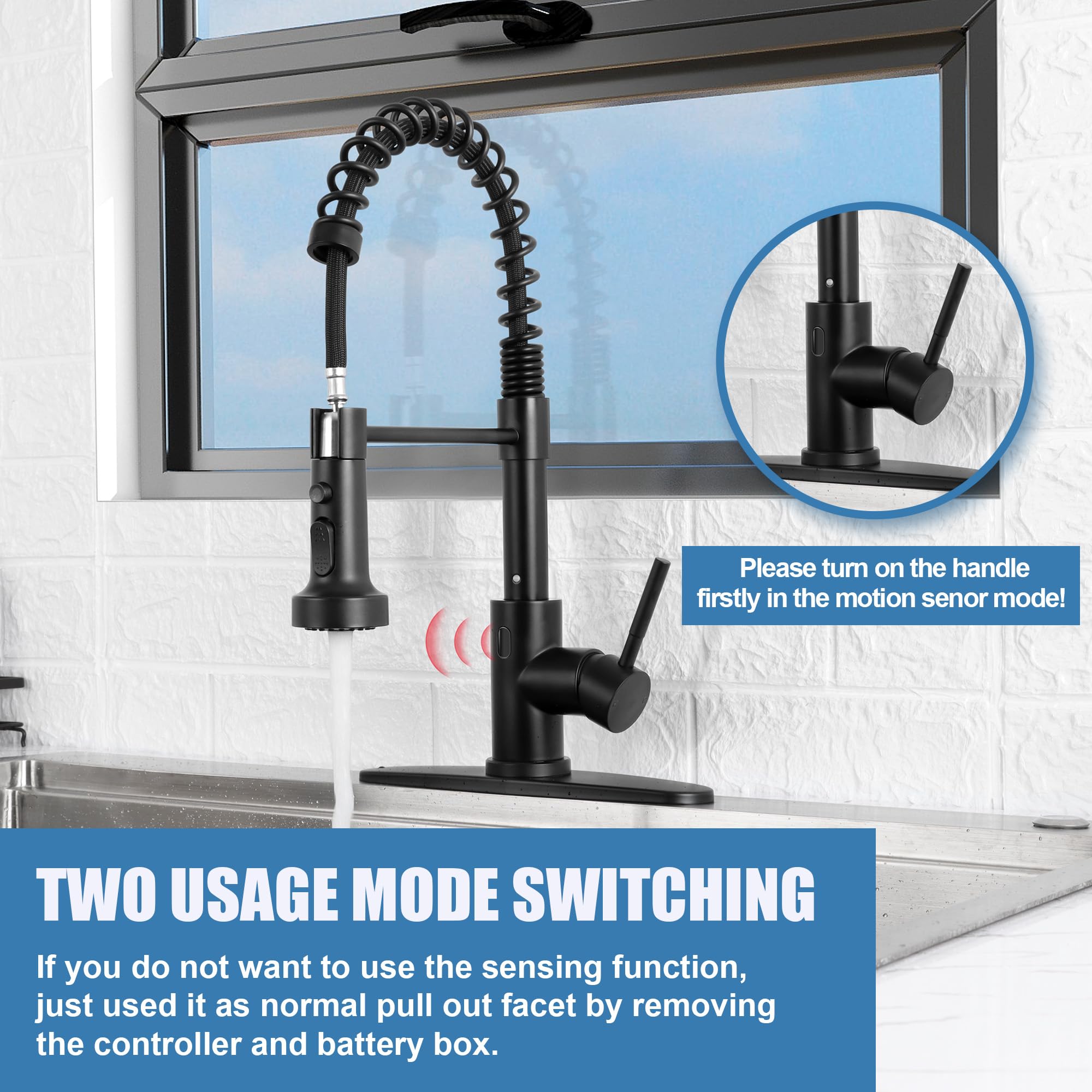 Snapklik.com : Matte Black Touchless Kitchen Sink Faucet, Homikit ...