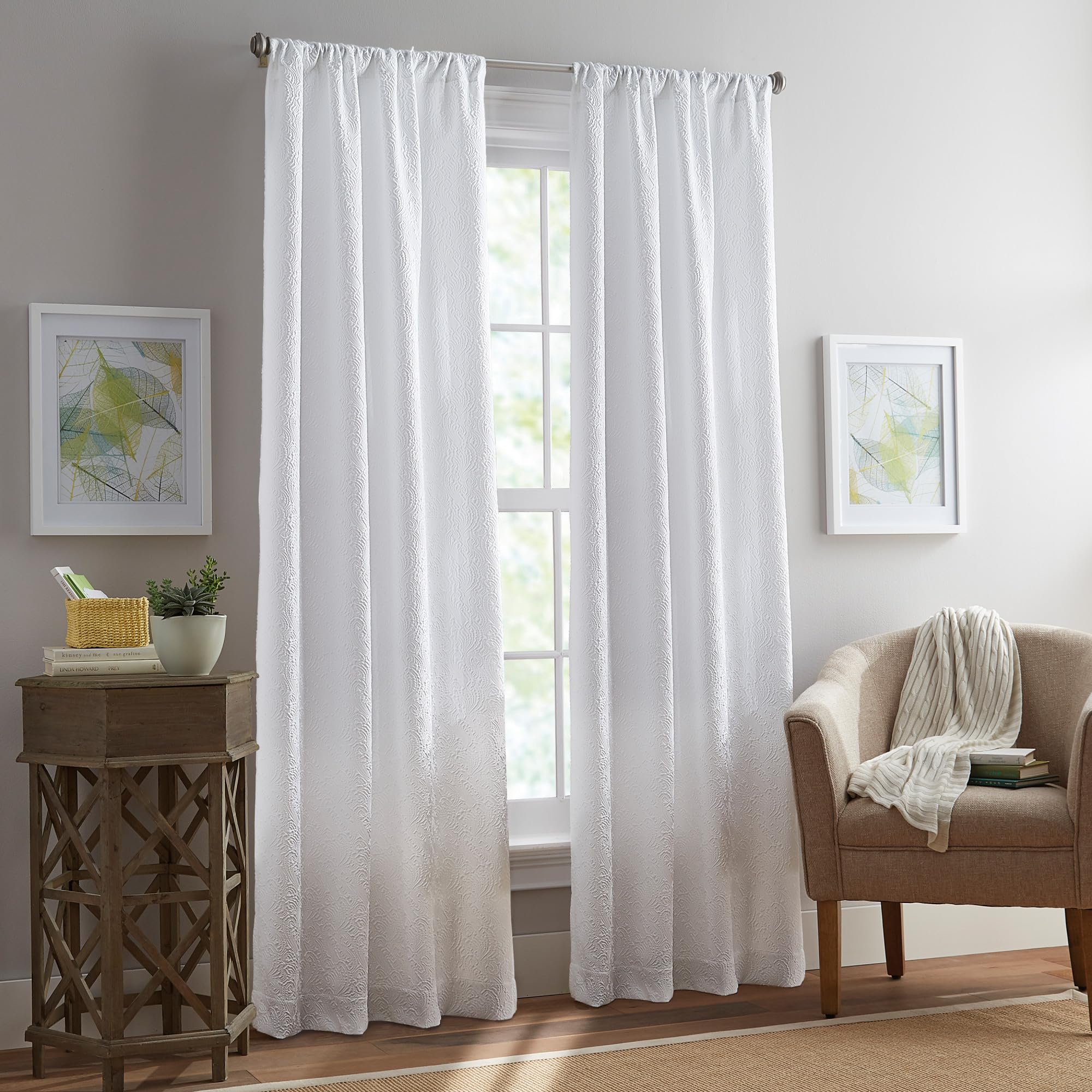 Amazon.com: Peri Home White Curtains Light Filtering Textured Window ...