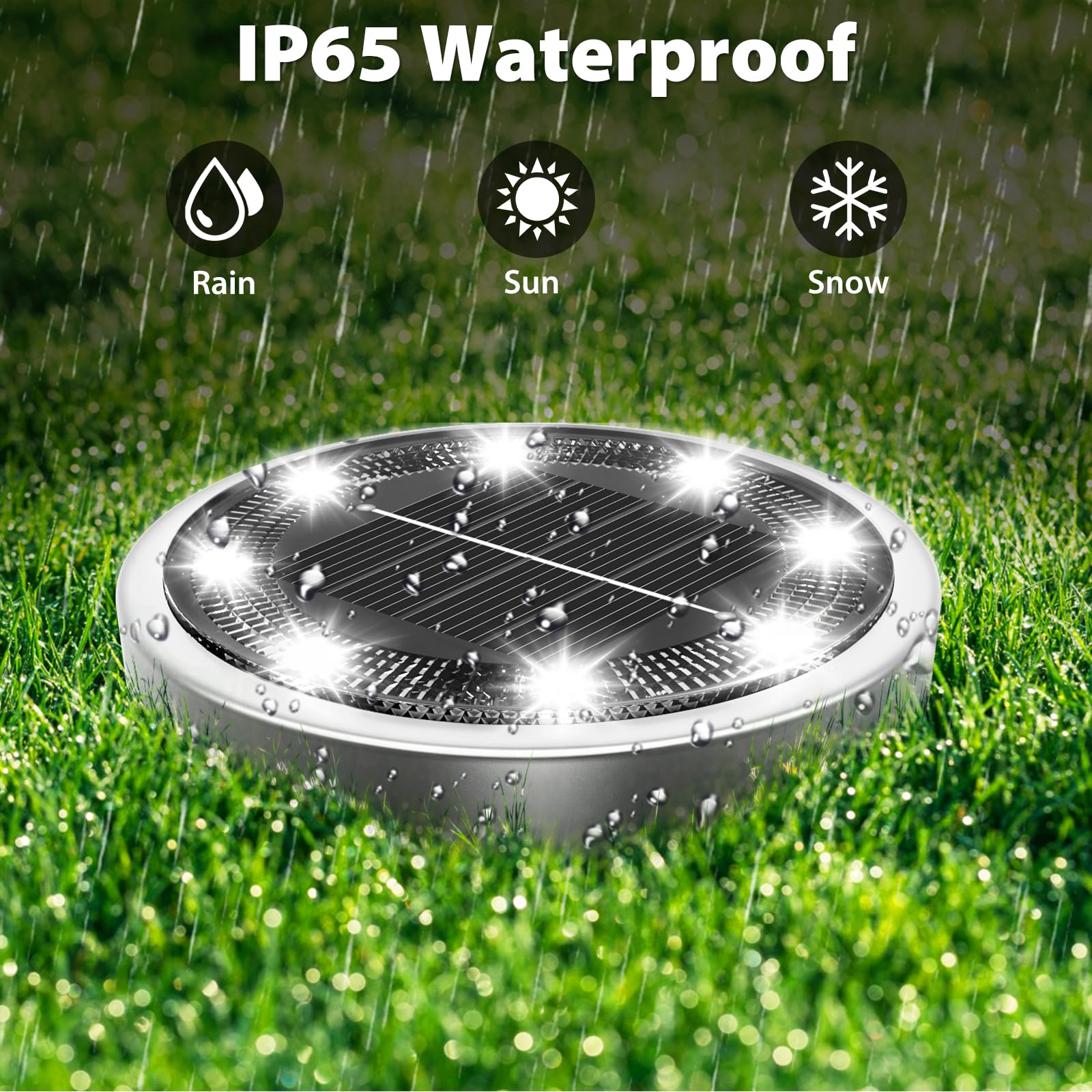 Snapklik.com : Peasur 4 Pack Solar Ground Lights Outdoor, 8 LED Flat ...
