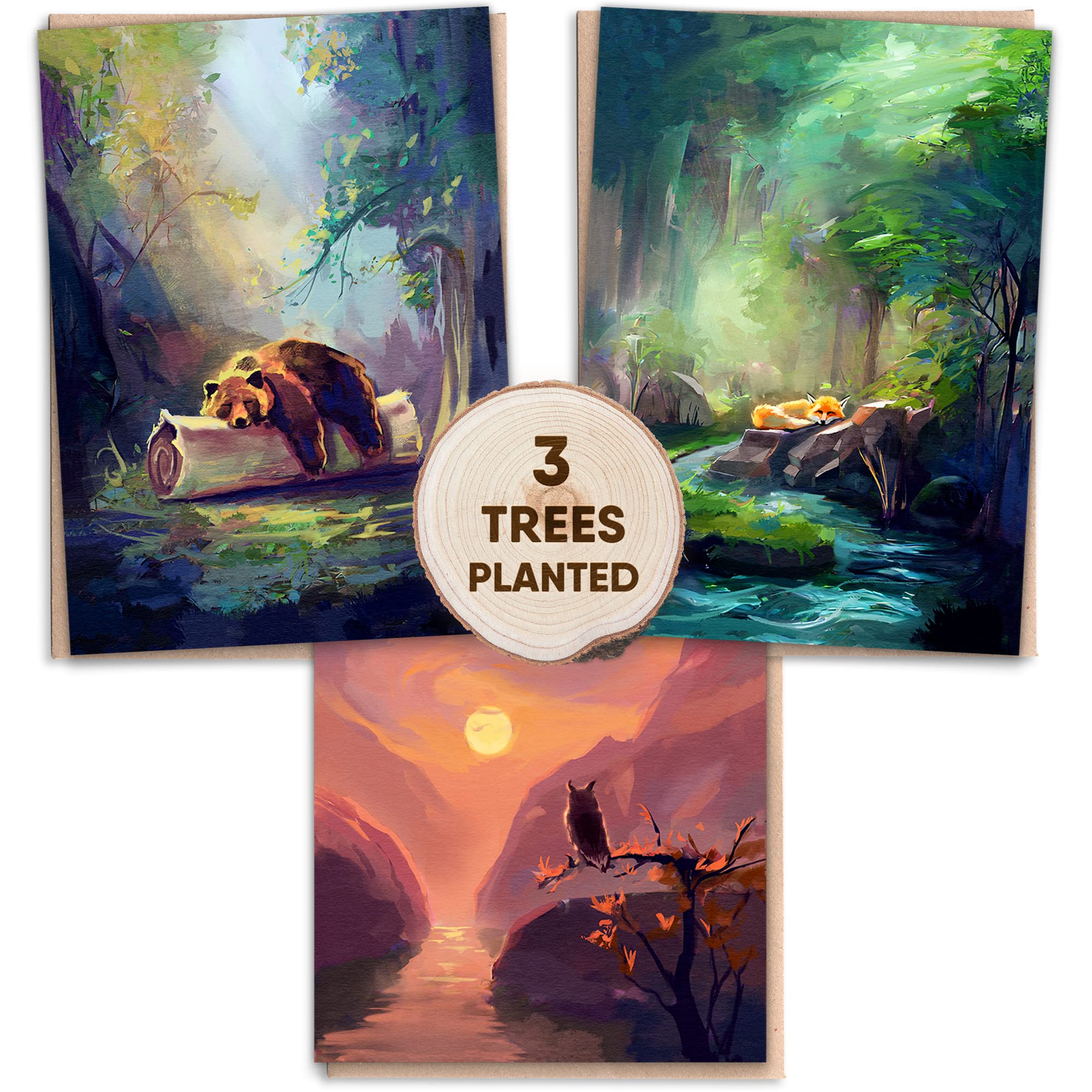 Buy 1 Tree Cards Eco Friendly Cards Pack of 3 | Blank Inside for Thank ...