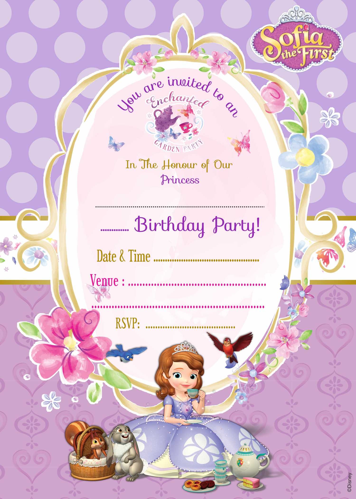 Princess Sofia Themed Invitation Download Sofia The First Birthday