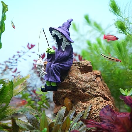 Amazon.com : HEBYJO Witch Fishing Decor - Halloween Shelf Sitter Statue ...