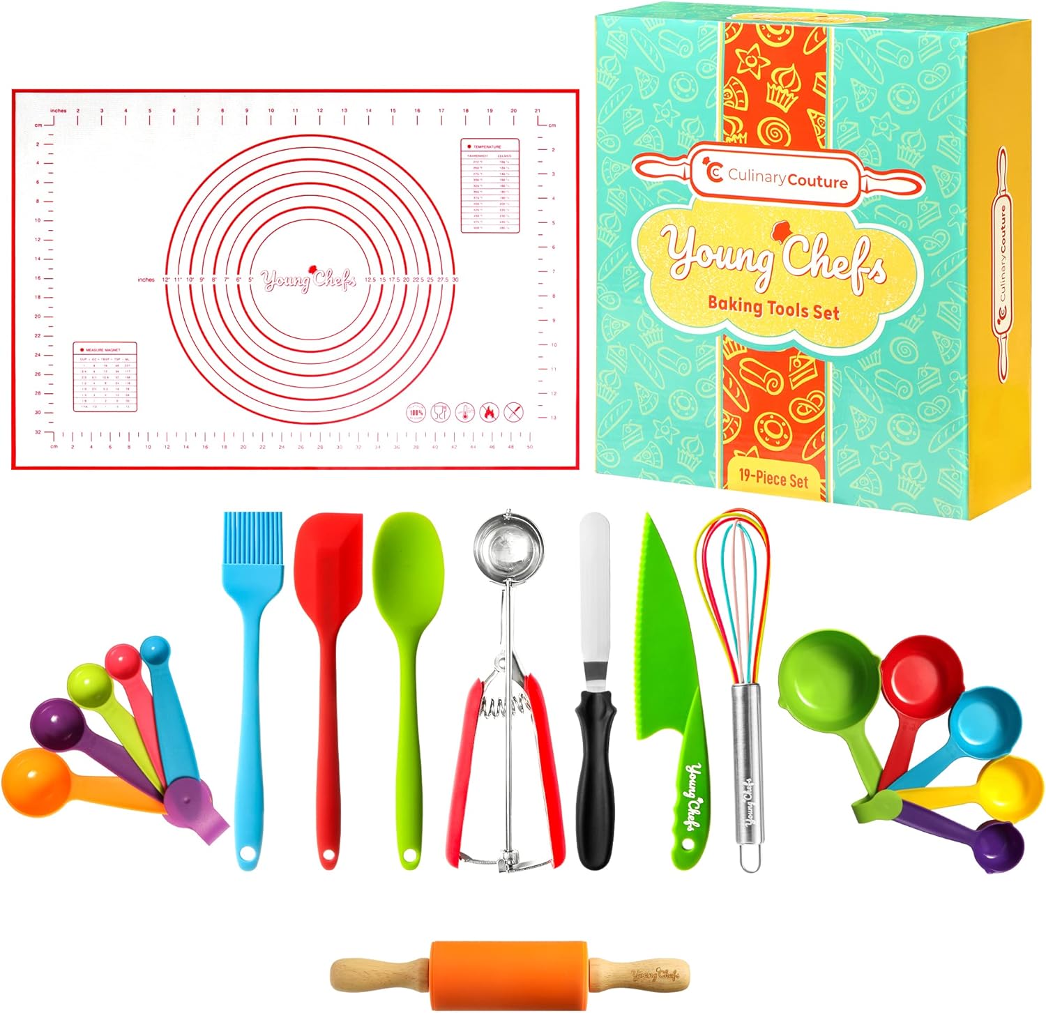 Amazon.com: Young Chefs Cooking and Baking Set for Kids – 19 Pieces ...