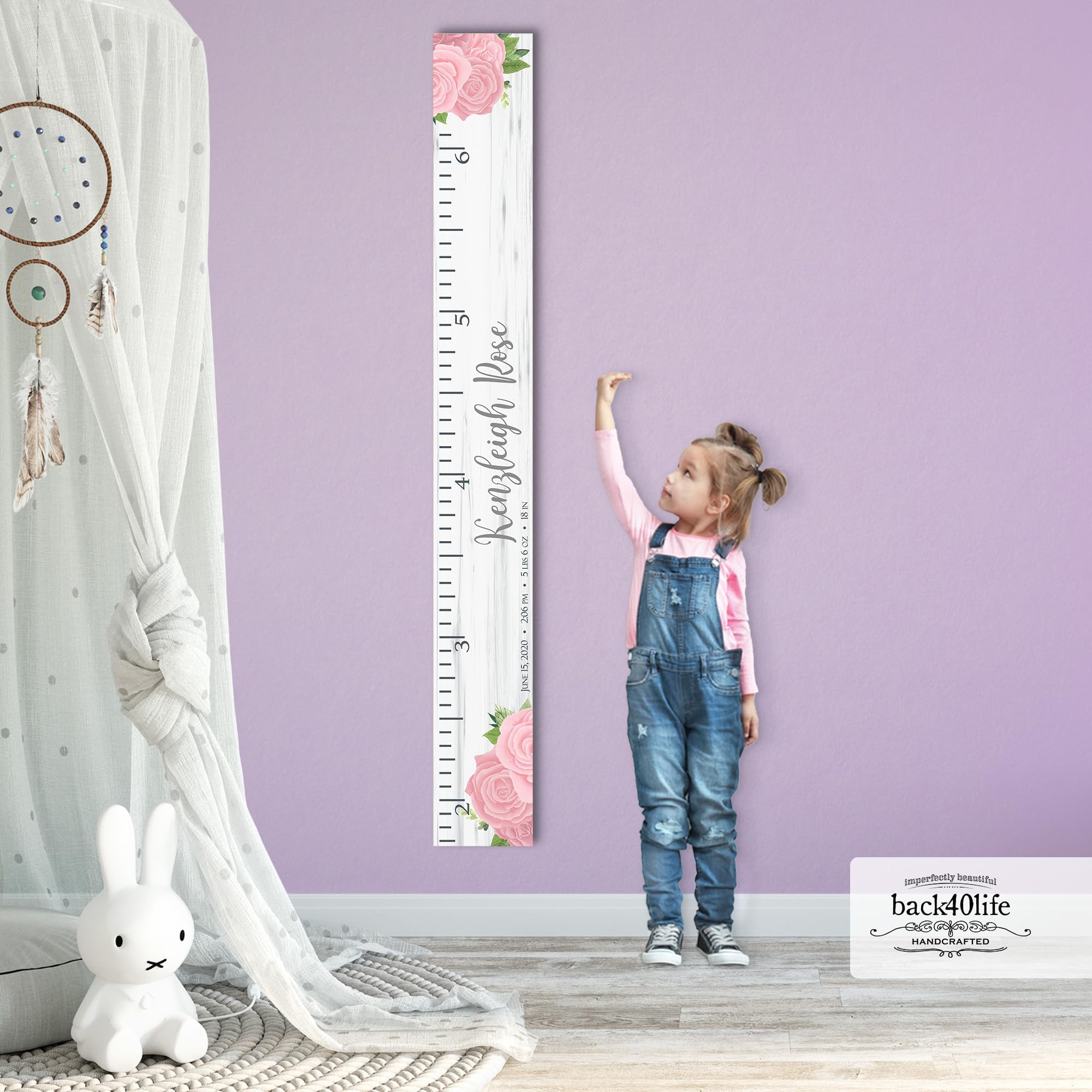 Amazon.com: Wooden Kids Growth Chart Ruler for Boys and Girls (Haley ...