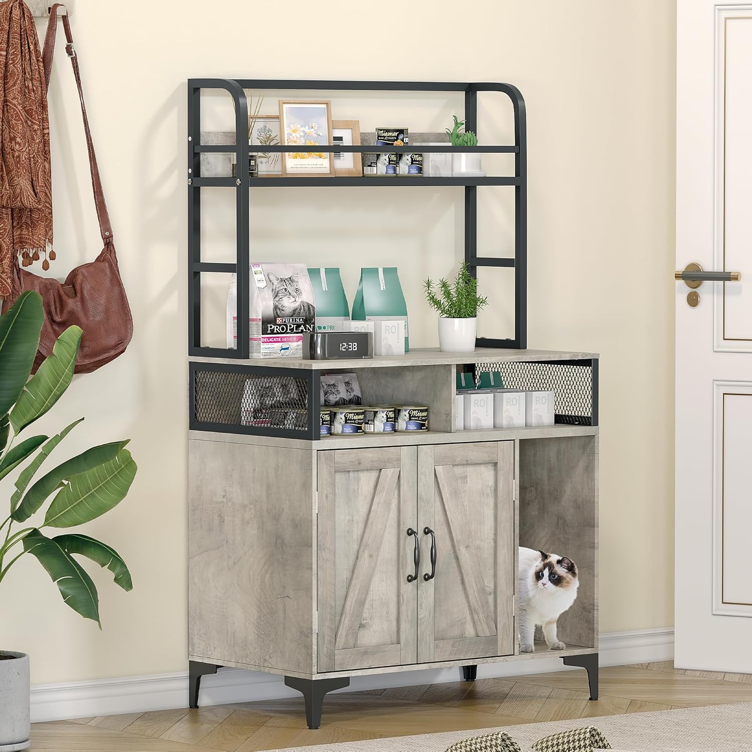 Amazon.com: GOCAPTAIN Cat Litter Box Enclosure with Shelf Storage ...