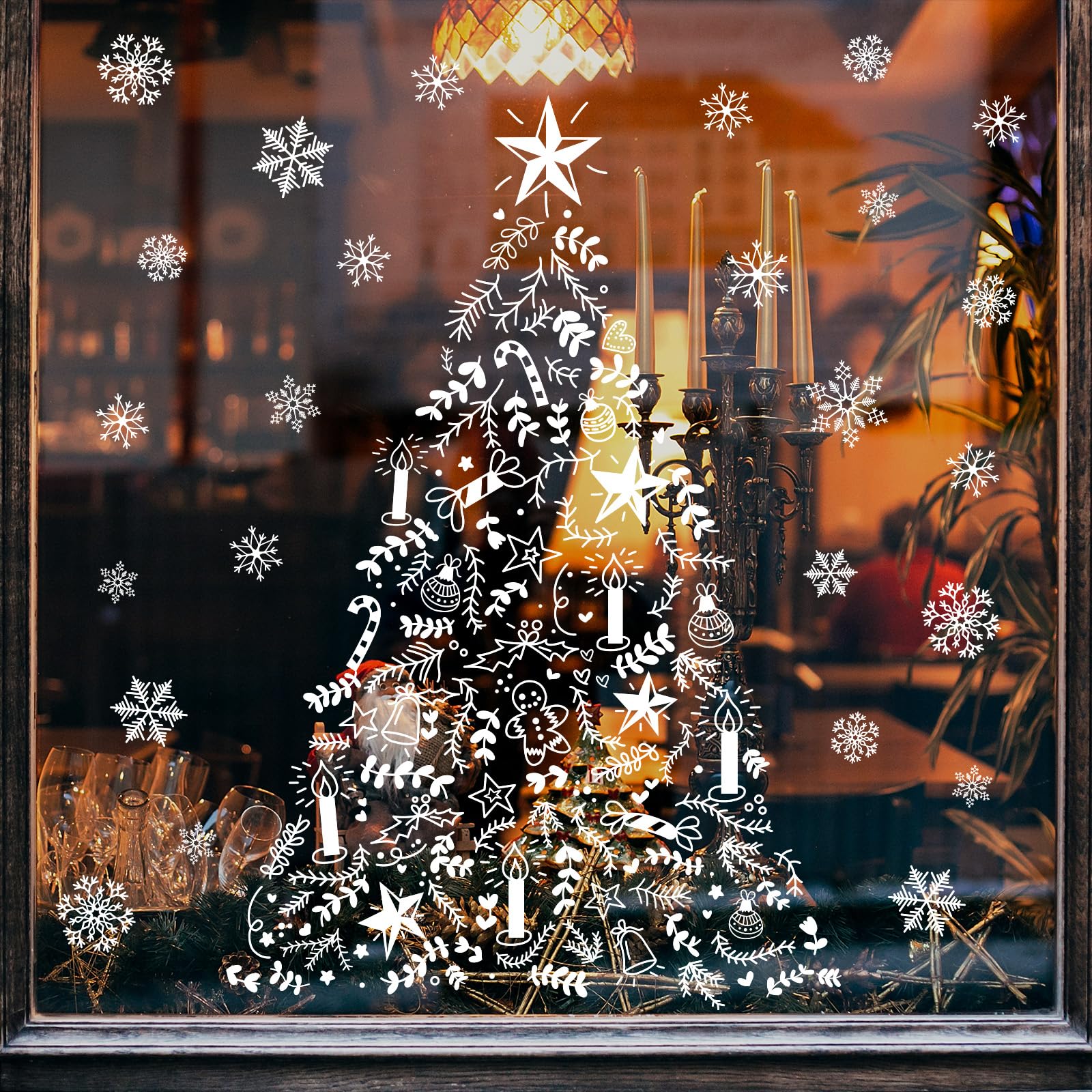 Amazon.com: Whaline 2 Sheets Large Christmas Window Cling Sticker White ...